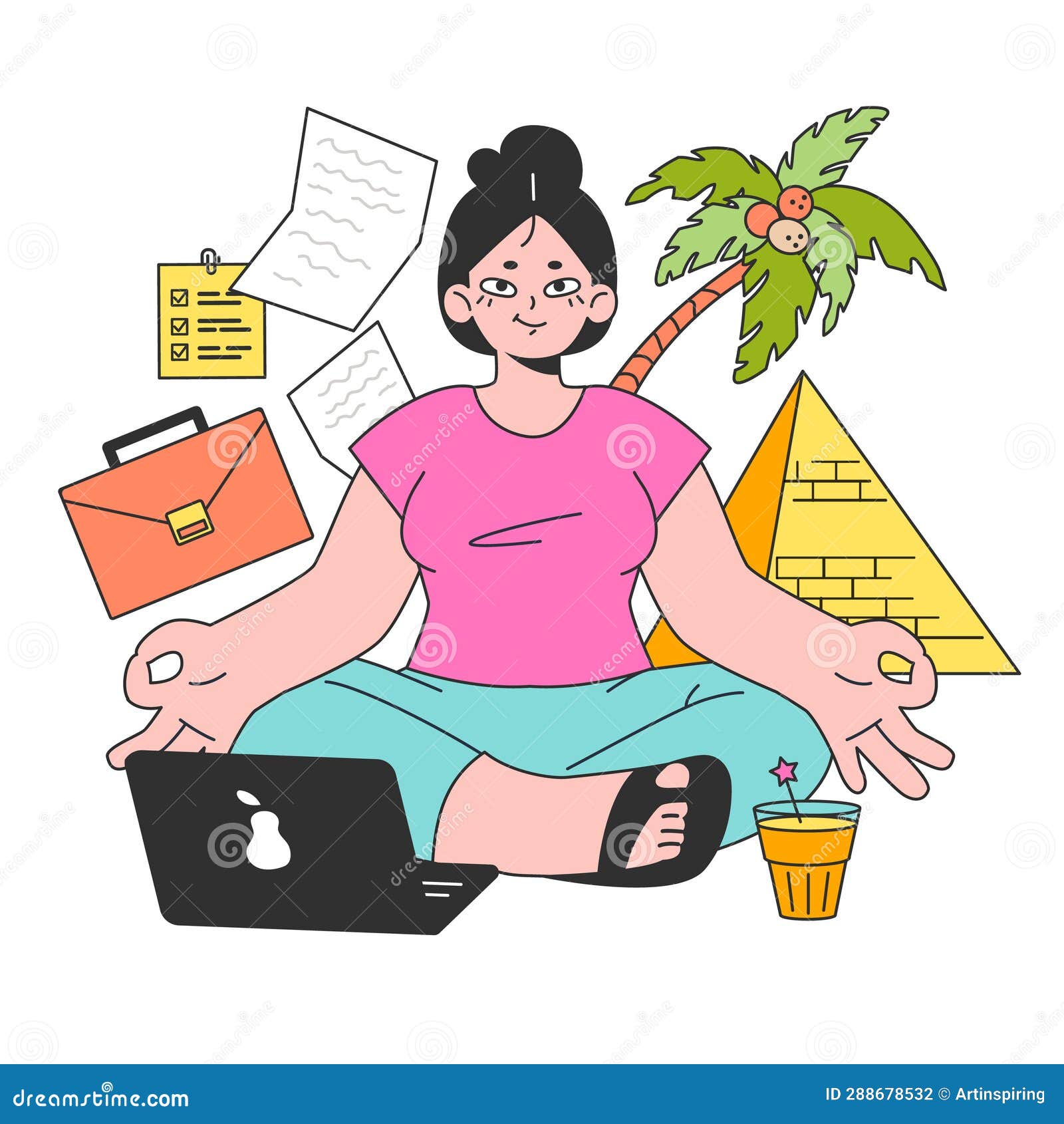 Workcation. Chatacter Working Away from the Office Stock Vector ...