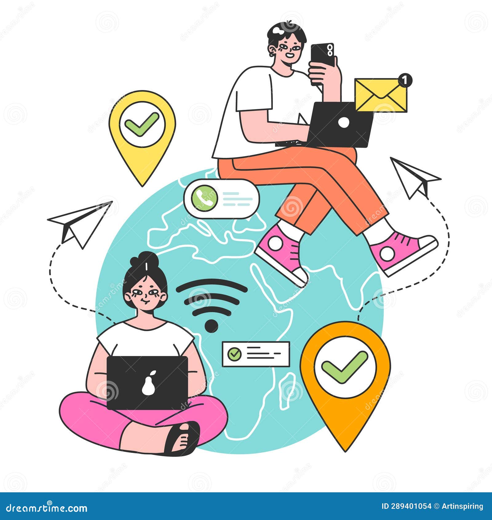 Workcation. Chatacter Working Away from the Office Stock Illustration ...