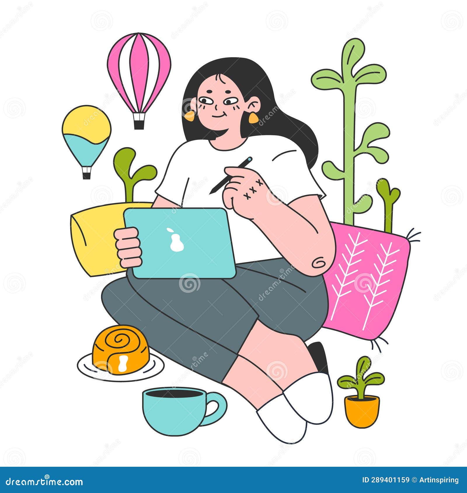 Workcation. Chatacter Working Away from the Office Stock Illustration ...