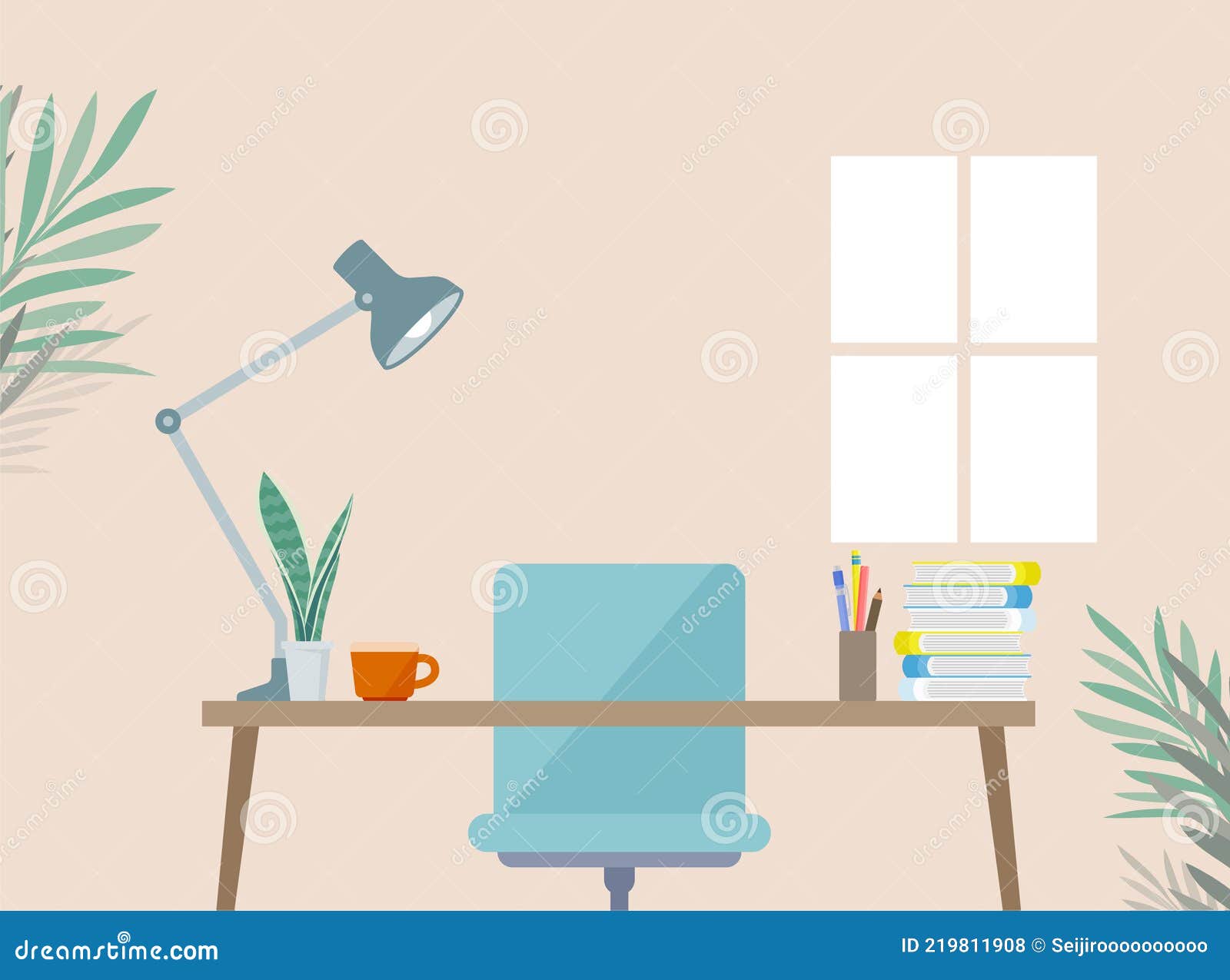 Workdesk stock vector. Illustration of single, study - 219811908
