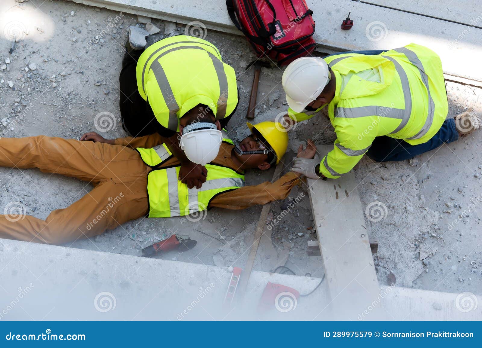 Worker Accident at Work in Construction Job Near Construct Building ...