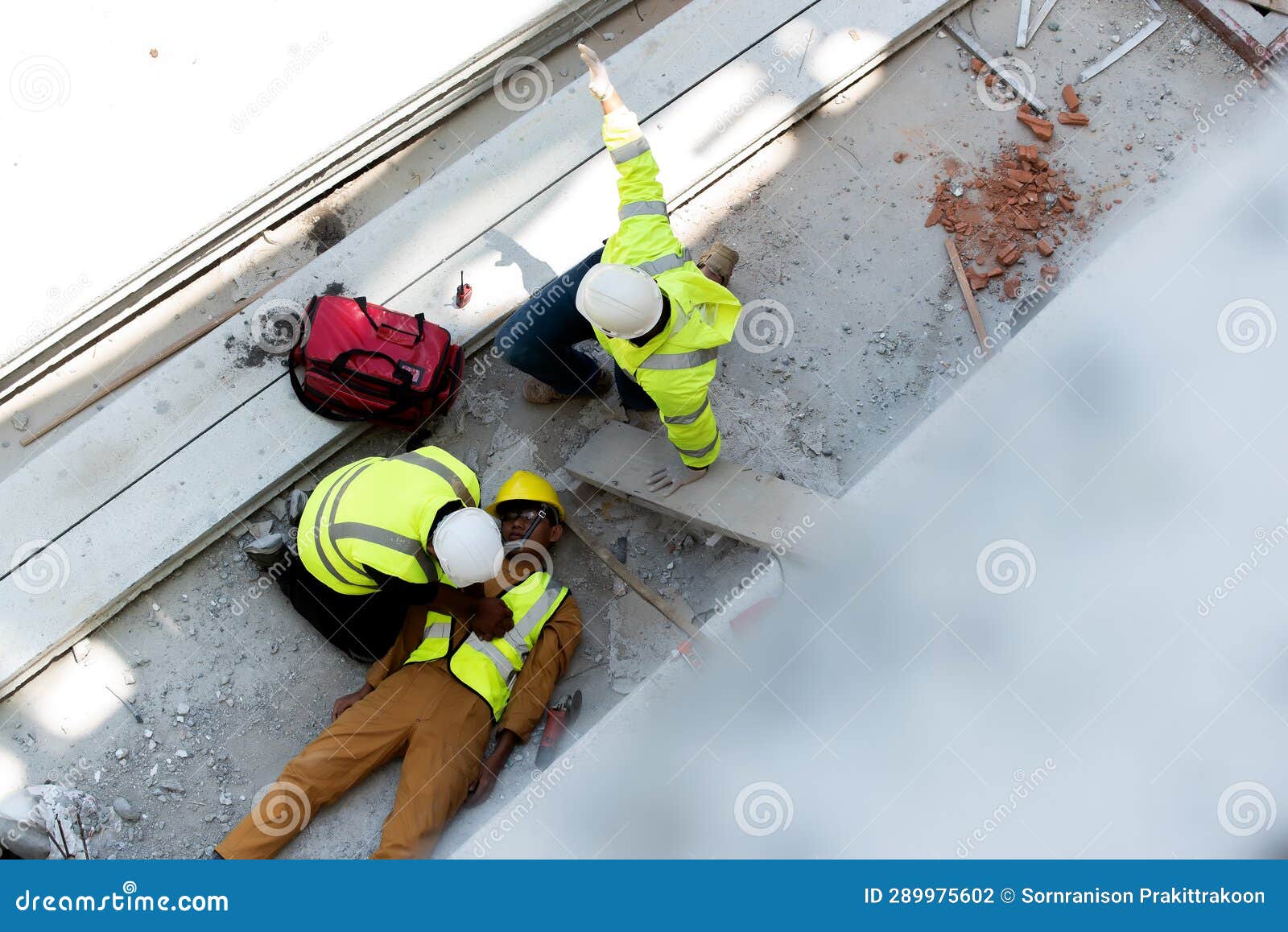 Worker Accident at Work in Construction Job Near Construct Building ...