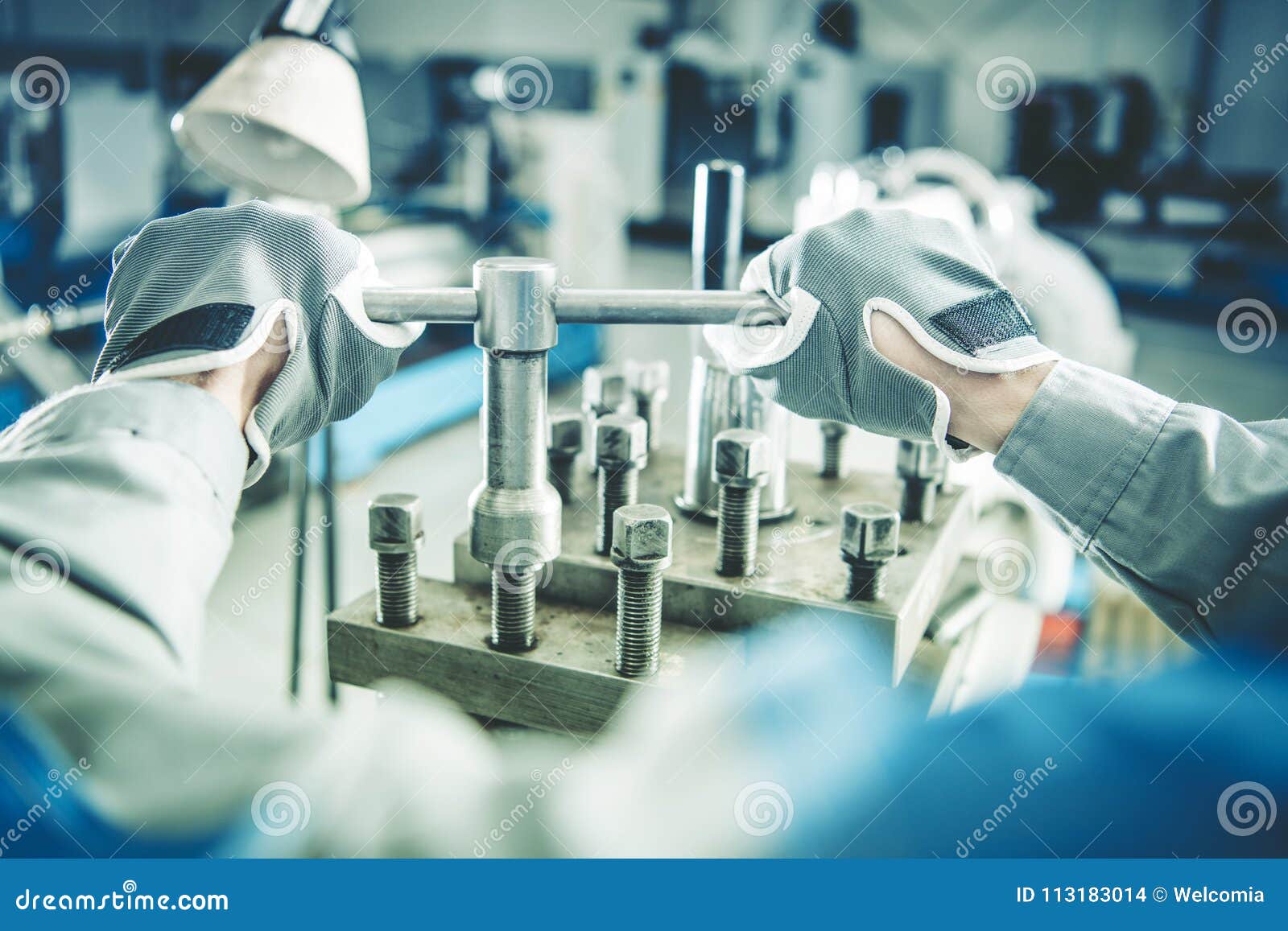 Adjusting Lathe Machine stock photo. Image of fixed - 113183014