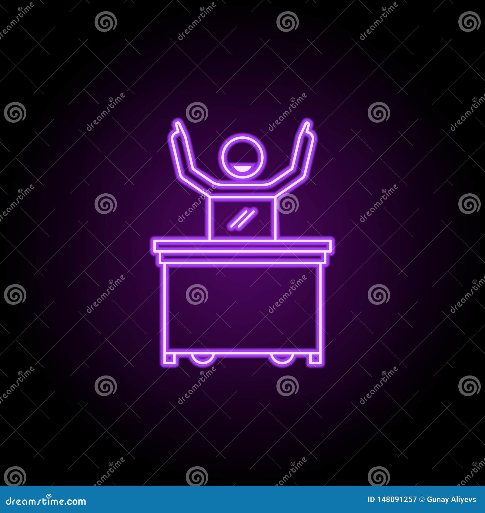 Worker Aiming High Neon Icon. Elements of People in the Work Set Stock ...