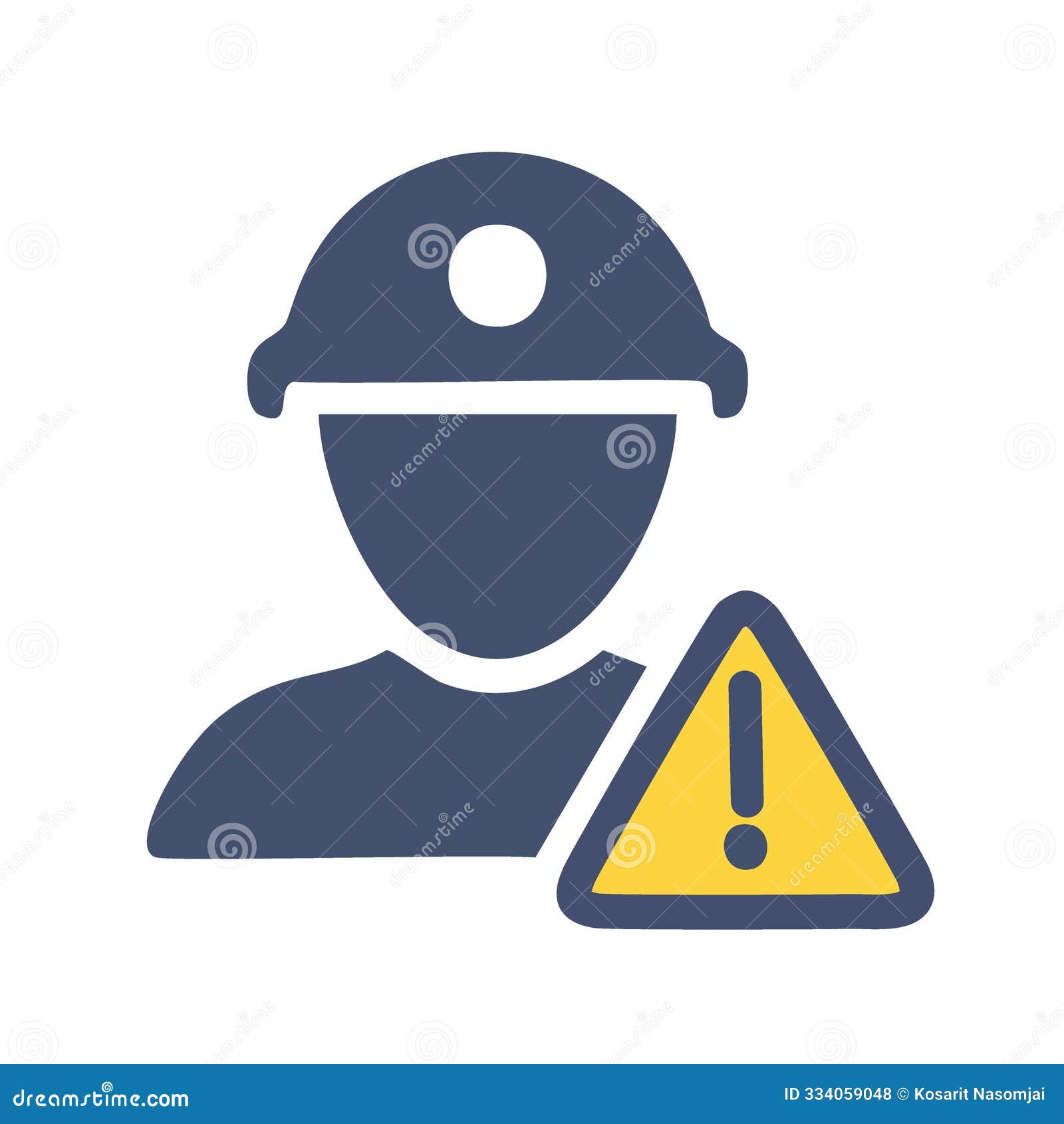 Worker Alert Icon. Construction Worker Icon with Warning Sign ...