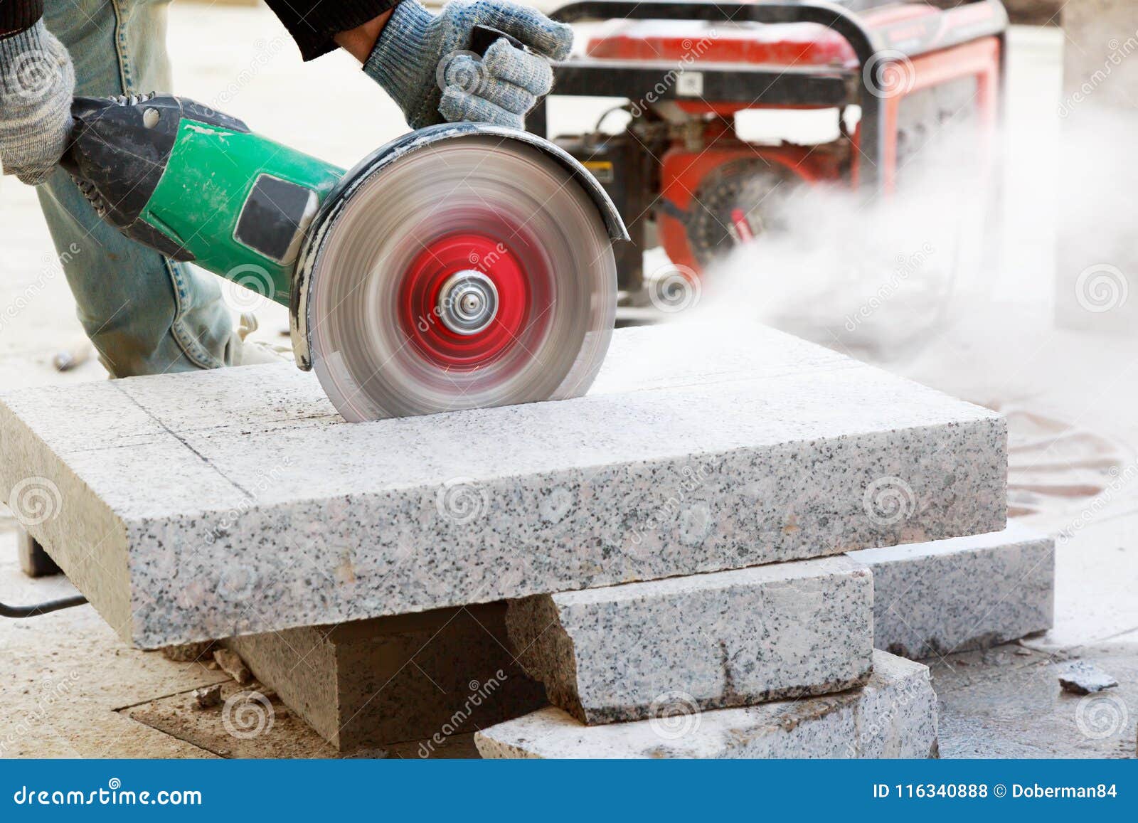 Worker with angle grinder stock photo. Image of plant - 116340888