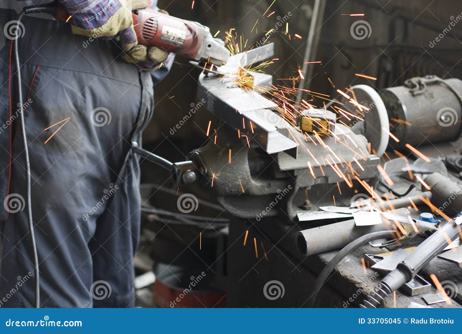 Worker with angle grinder stock image. Image of fabricate - 33705045