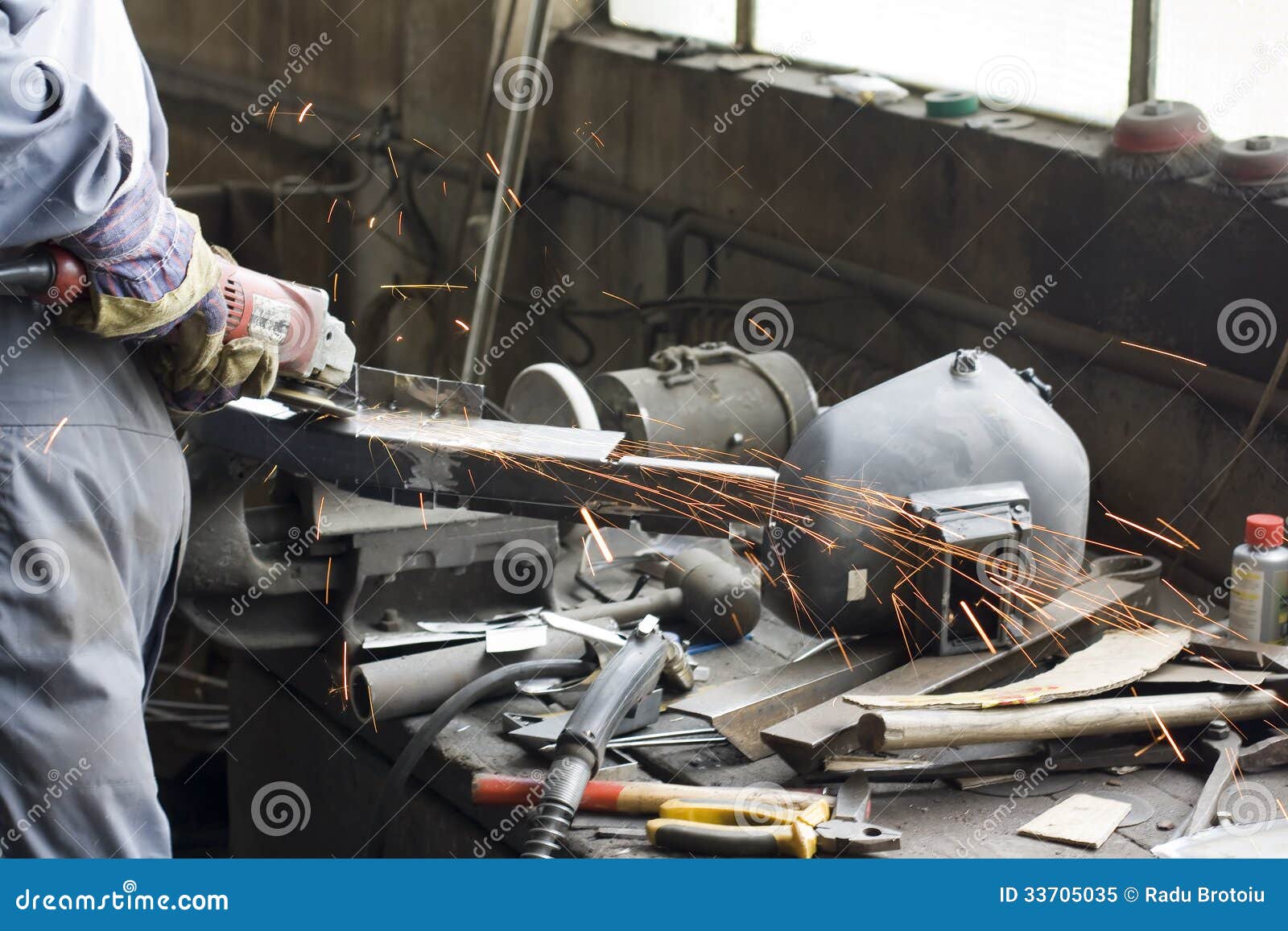 Worker with angle grinder stock image. Image of flex - 33705035