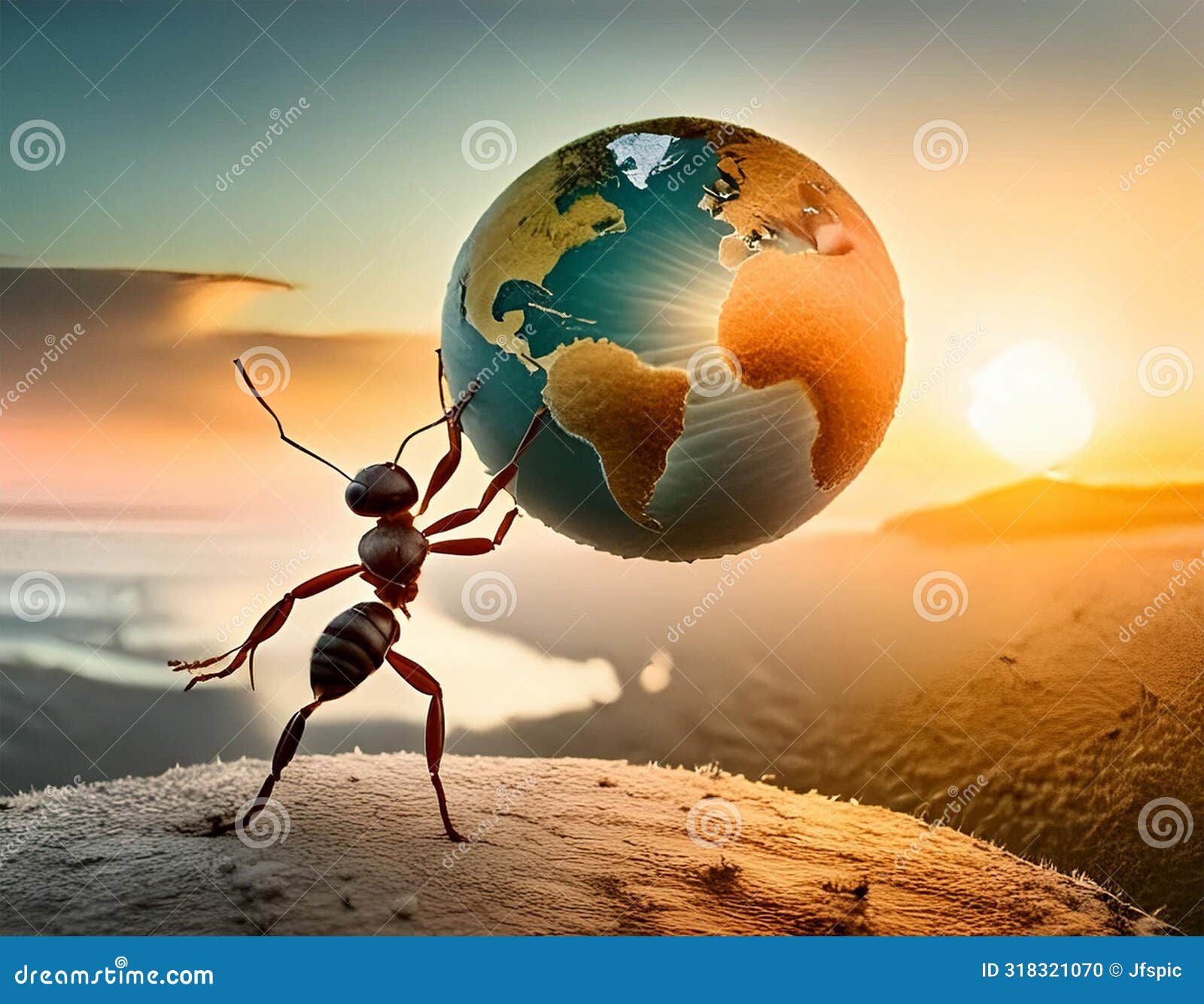 Worker Ant Holds Heavy Tree Trunk Stock Illustration - Illustration of ...