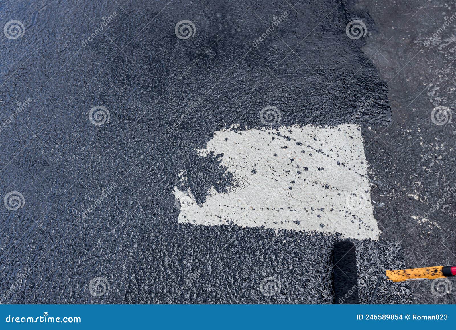 Worker Applies One Phase of Waterproofing with a Roller, the First ...