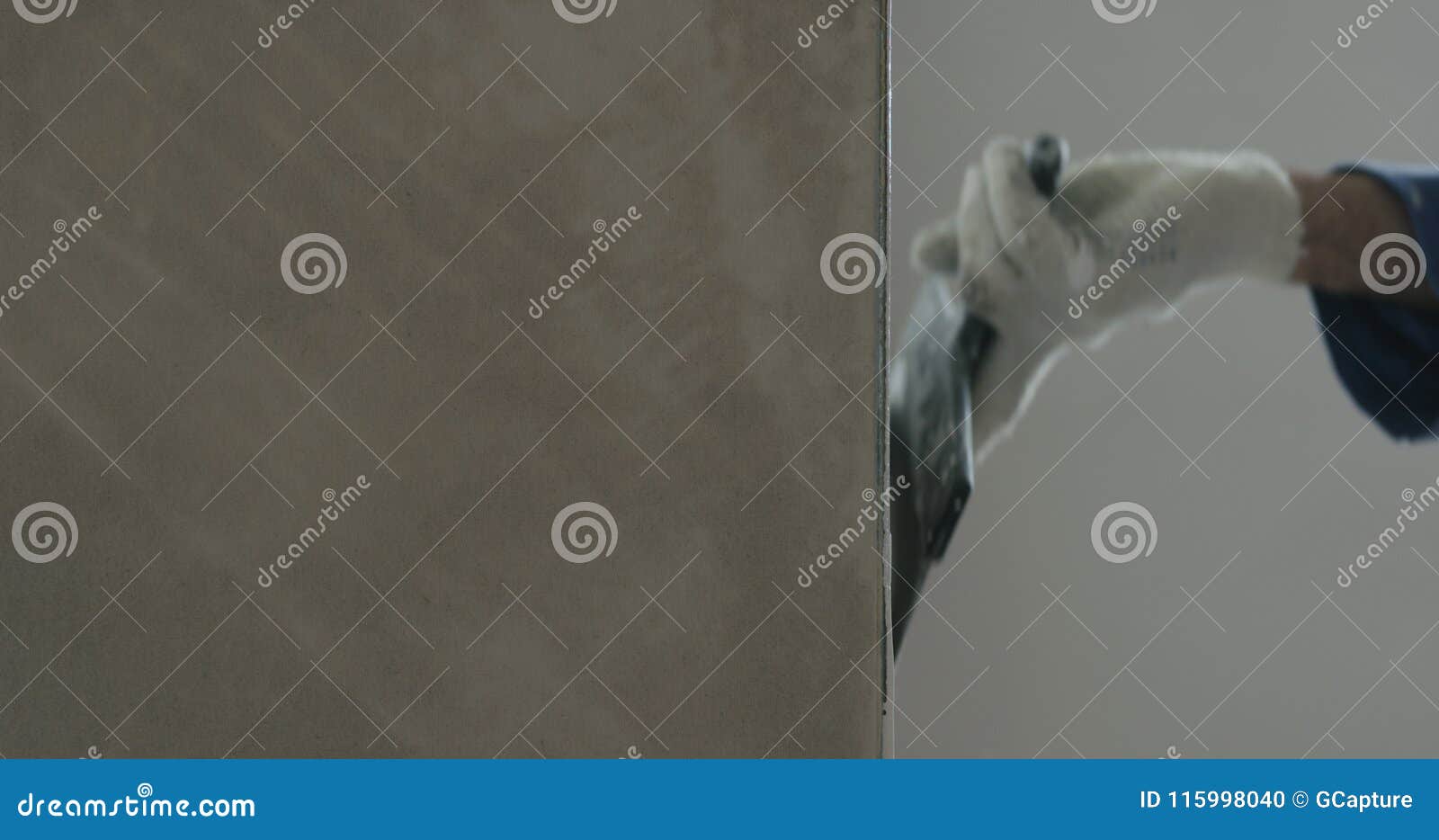 Worker Applying Putty on the Wall with Copy Space Stock Photo - Image ...