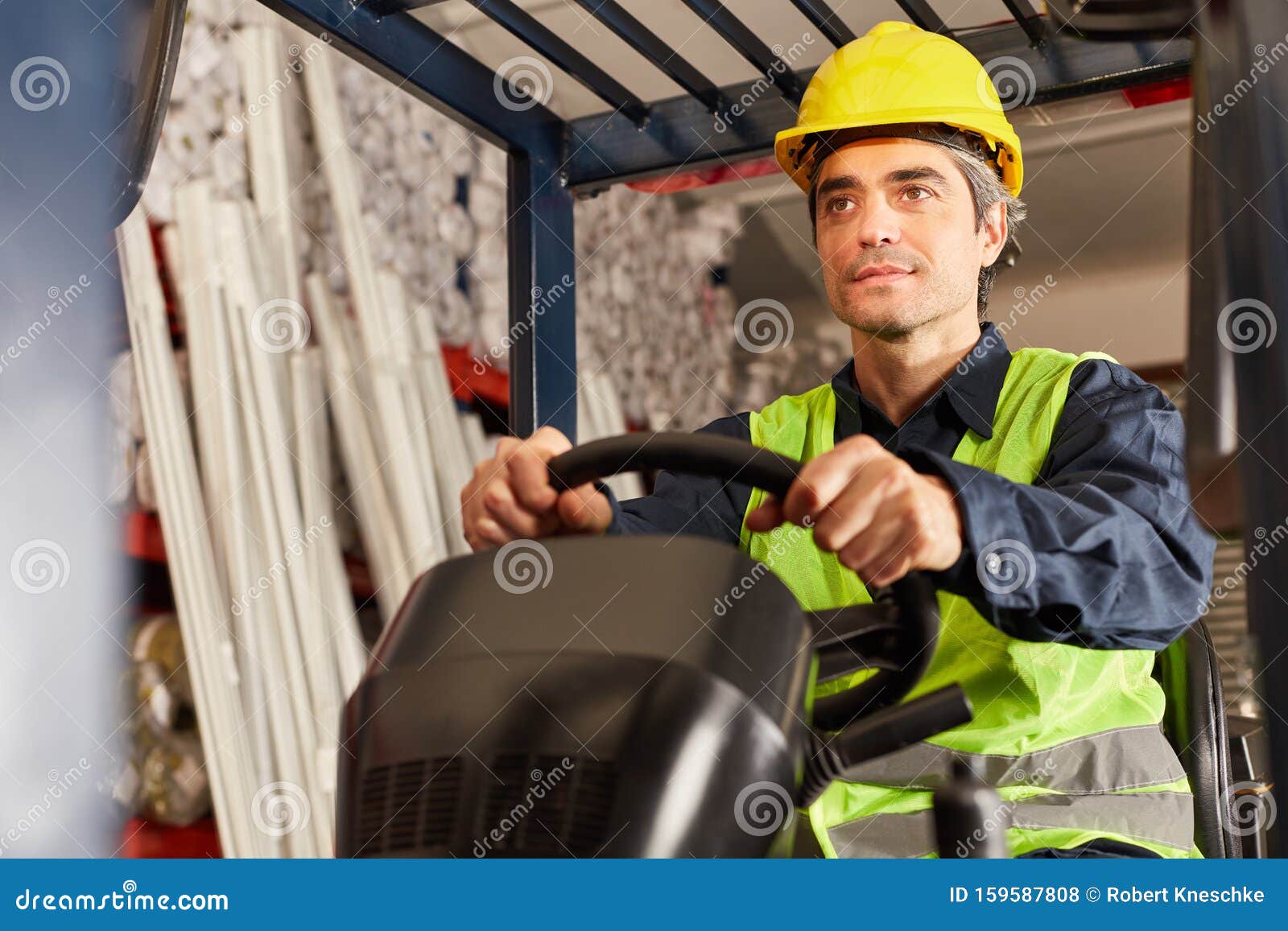 Worker As a Driver on the Forklift Stock Photo - Image of factory, hall ...
