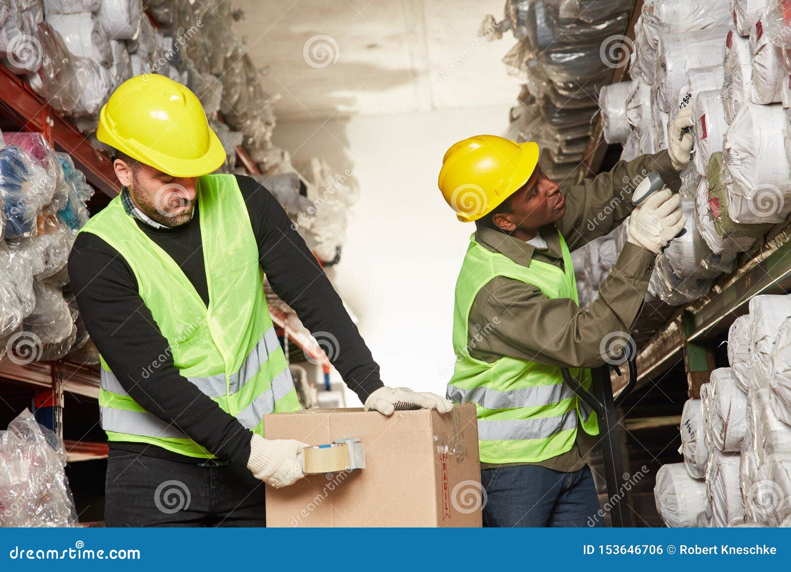 Worker As a Packer and As a Warehouse Specialist Stock Photo - Image of ...