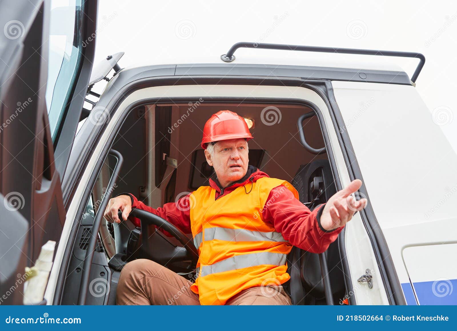 Worker As a Truck Driver in the Cab Stock Photo - Image of engineering ...