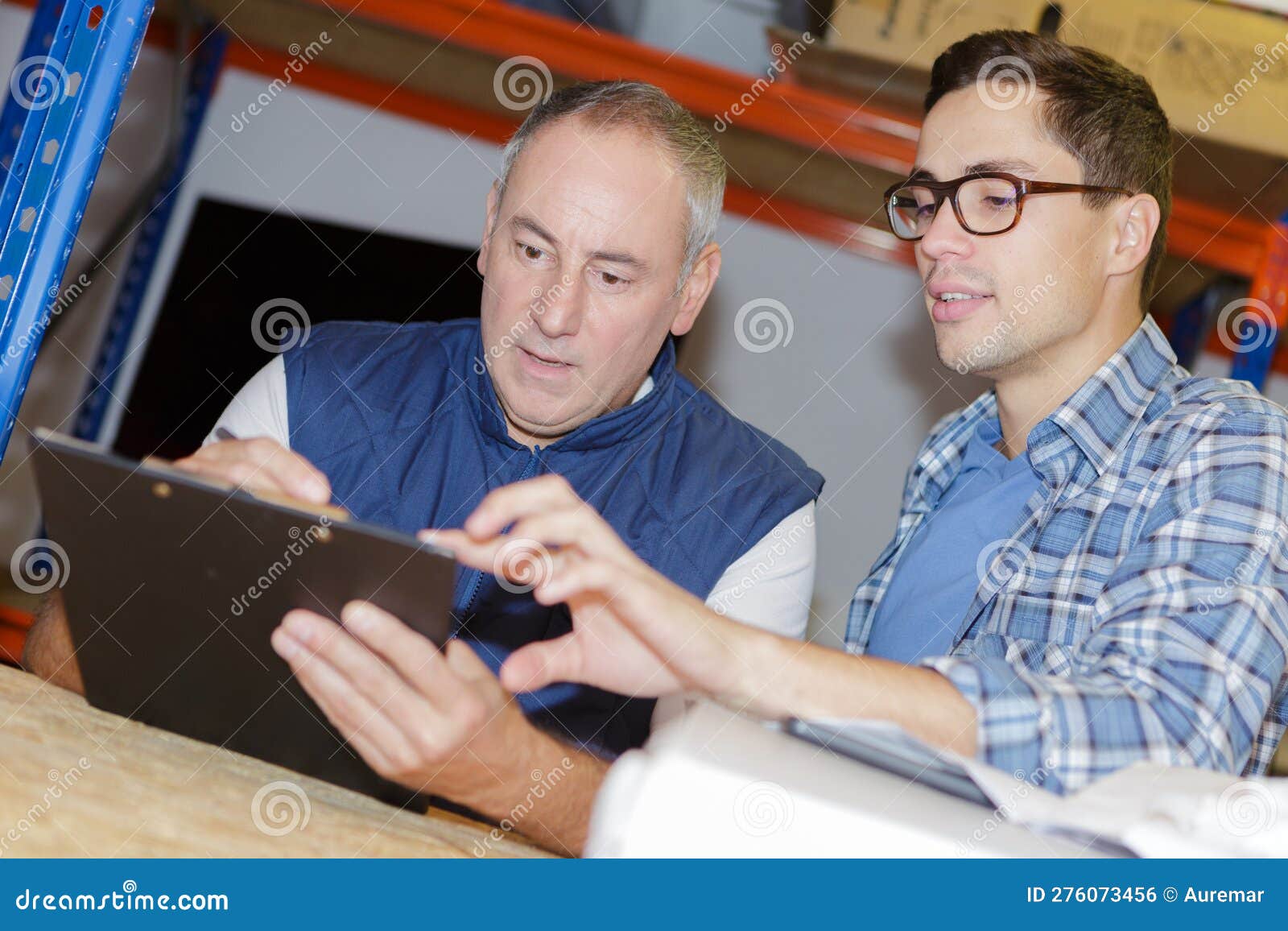 Worker Asking for Signature for Delivery Products Stock Photo - Image ...