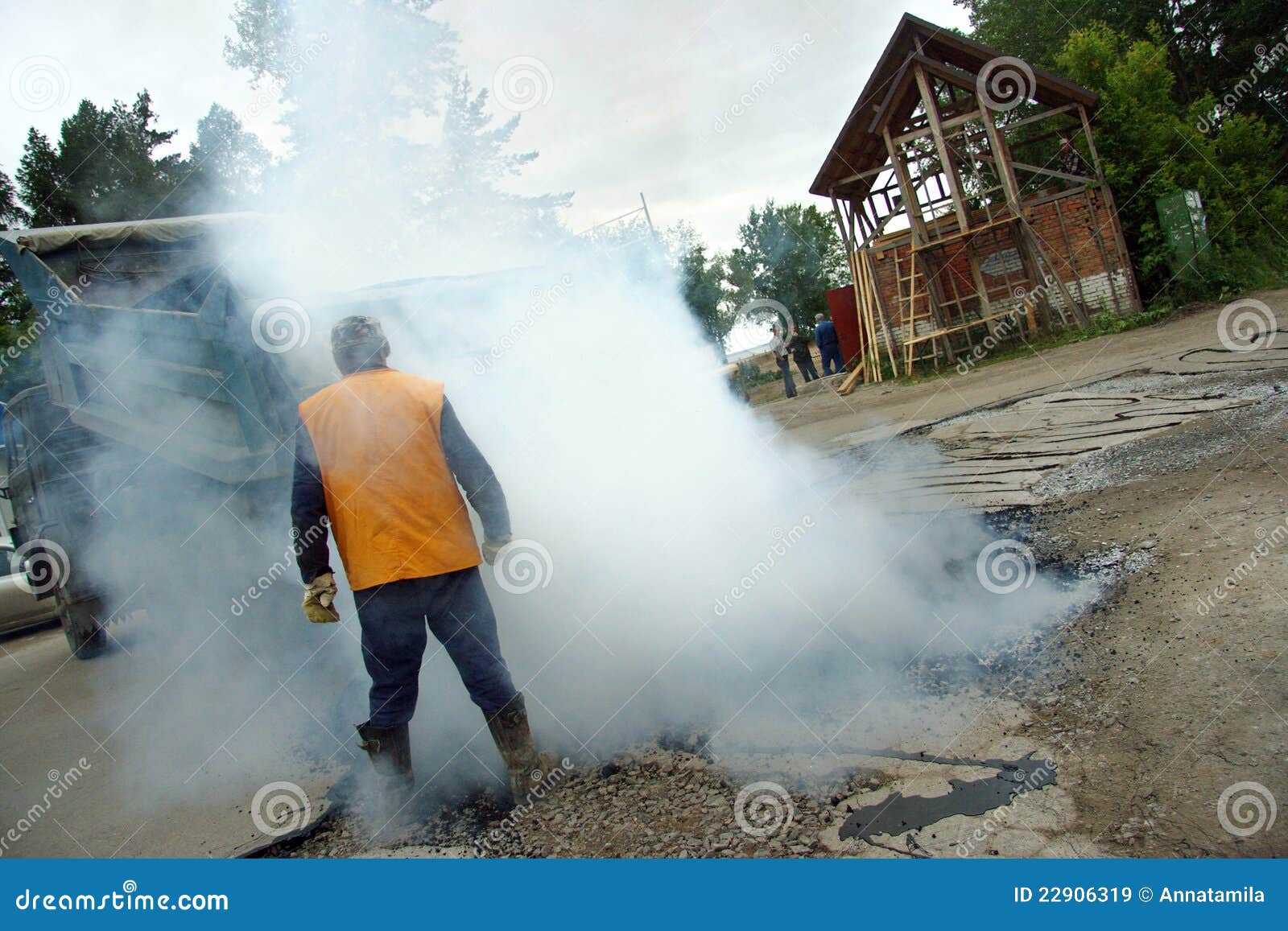 Worker at asphalting works editorial stock image. Image of roadwork ...