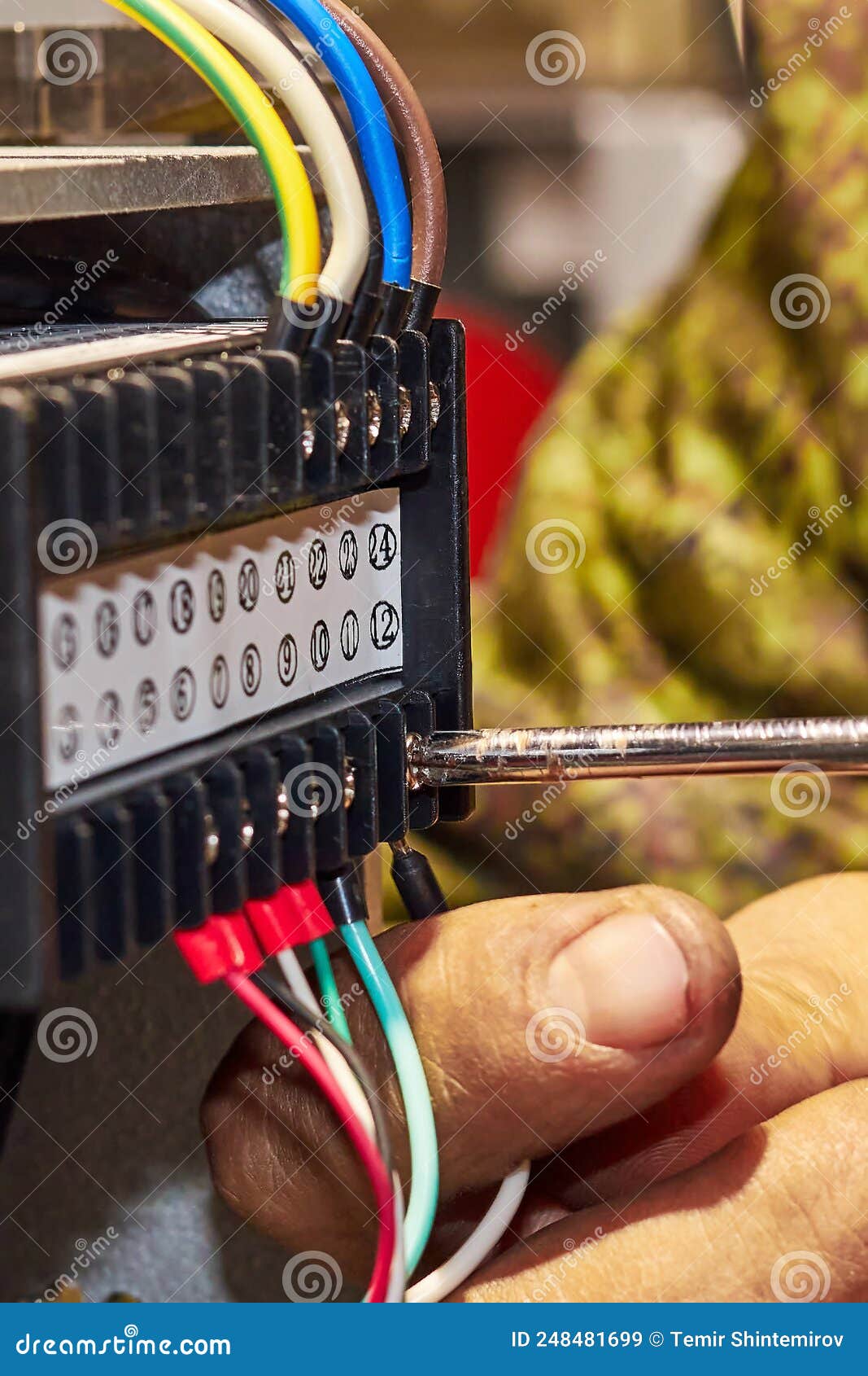 Worker Assembling Contact Panel with Wired Electrical Contactor Stock ...
