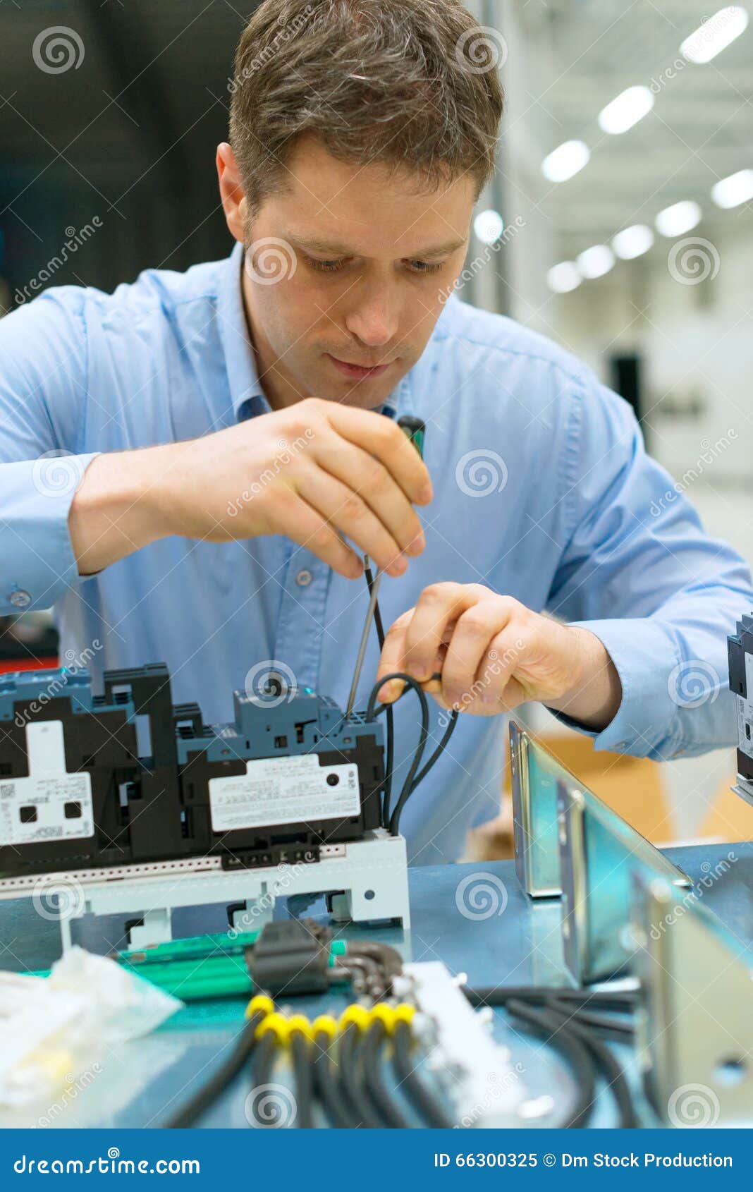 Worker Assembling Electronic Components. Stock Image - Image of ...