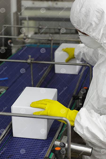 Worker at Automatic Production Line in Factory Stock Image - Image of ...