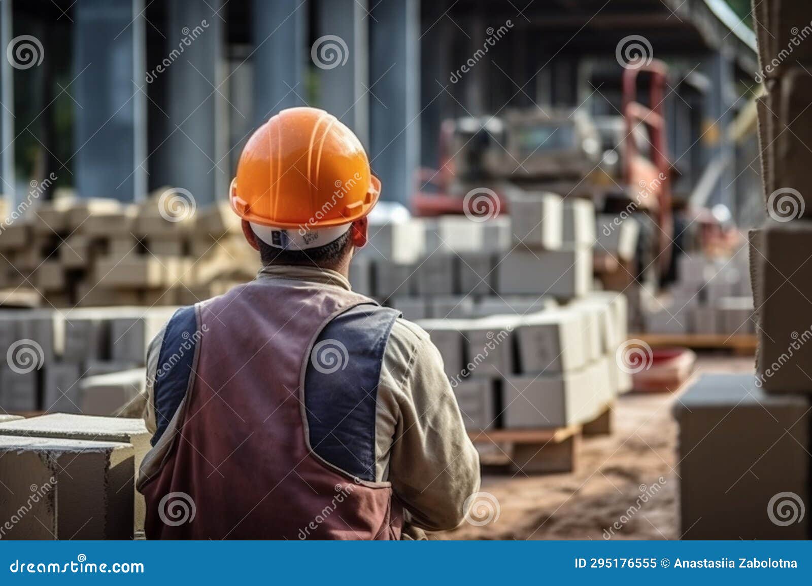 Worker in the Background Cement Block Plant Stock Illustration ...