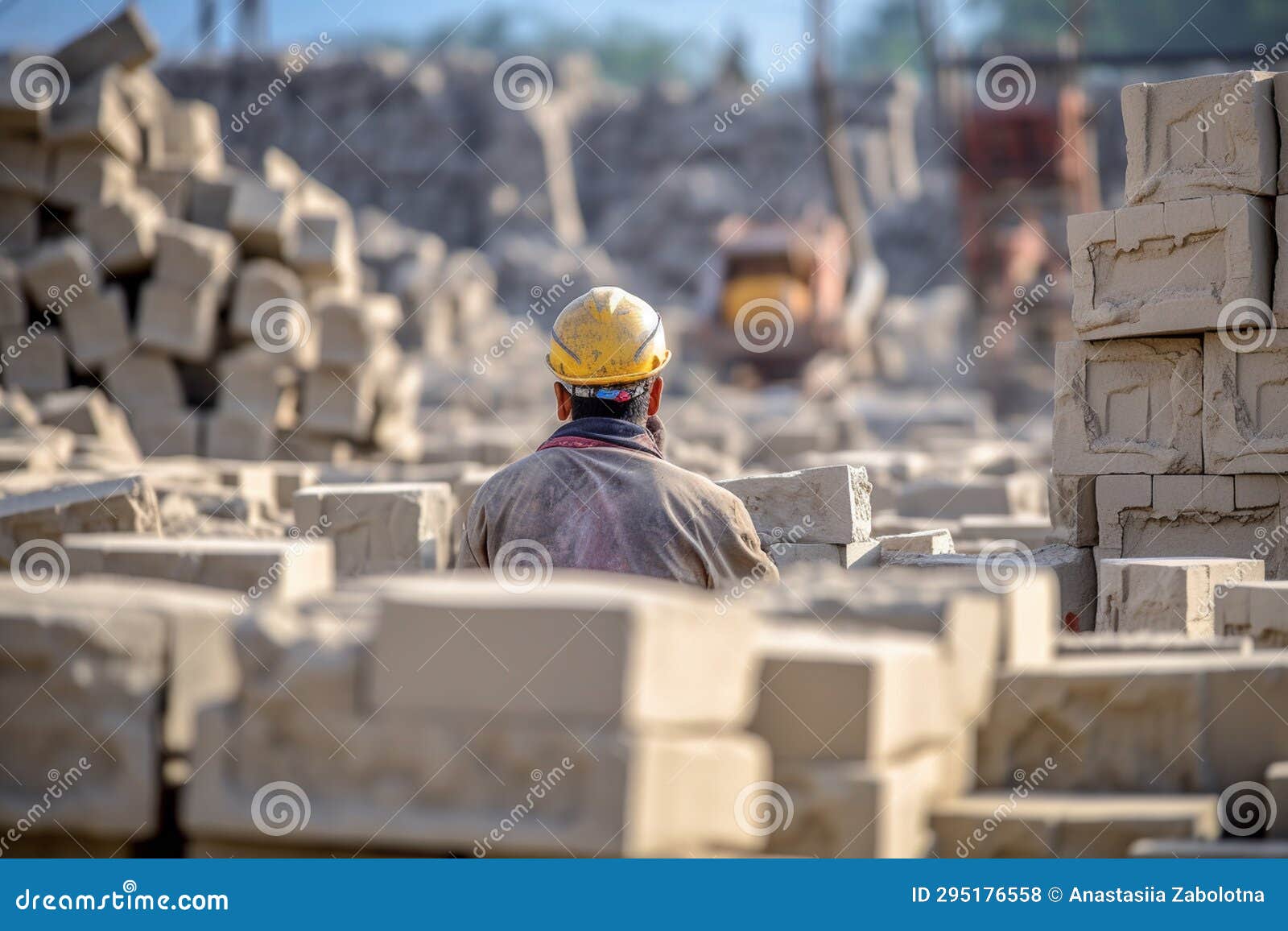 Worker in the Background Cement Block Plant Stock Illustration ...