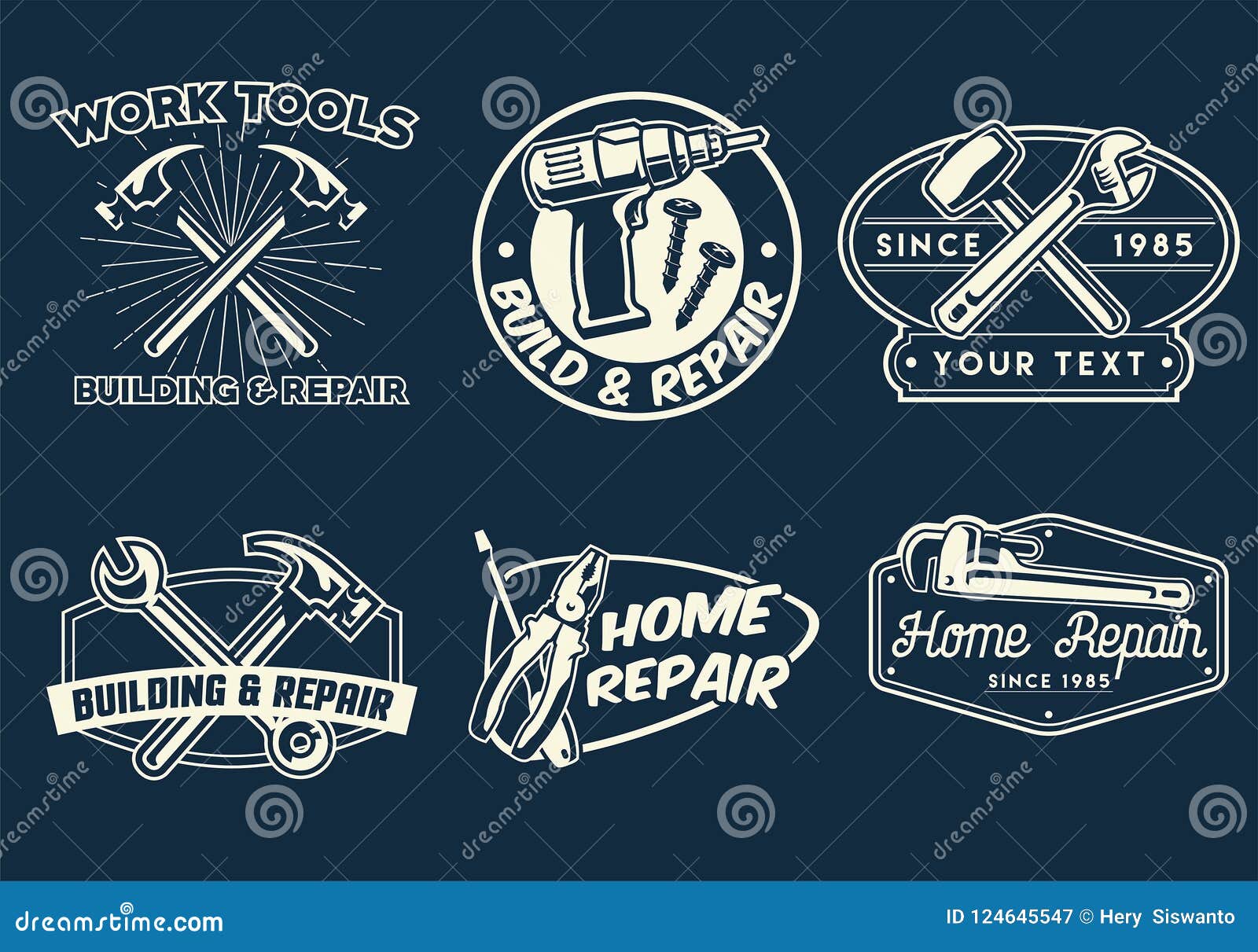 Worker badge design in set stock vector. Illustration of design - 124645547