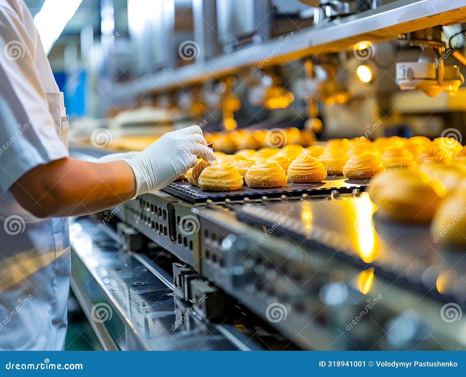 A Worker in a Bakery Making Doughnuts Stock Image - Image of glove ...