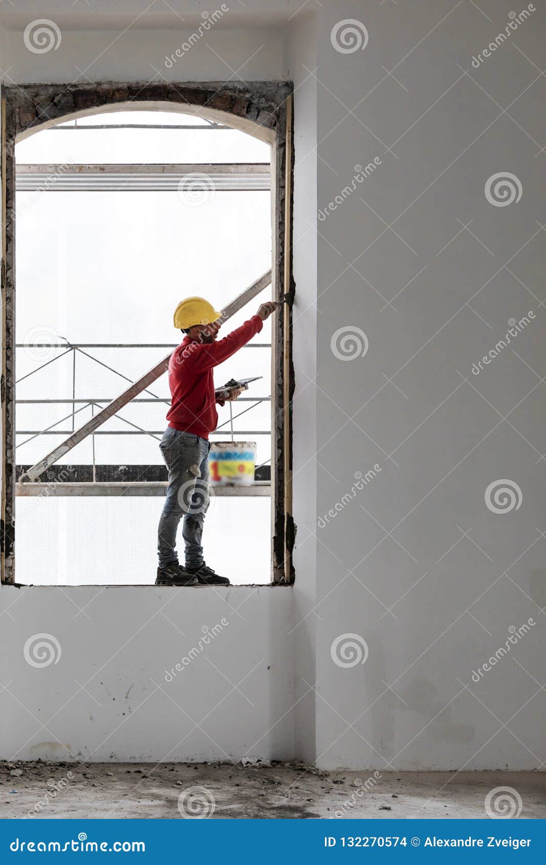 Worker Balancing on a Window while Working Stock Photo - Image of ...