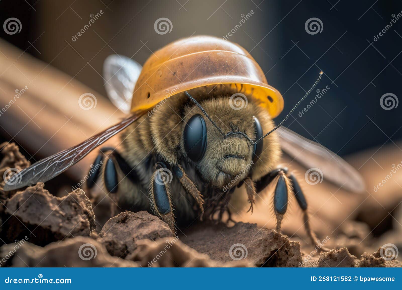 Worker Bee Wearing a Construction Helmet, Being Safe, Generative AI ...