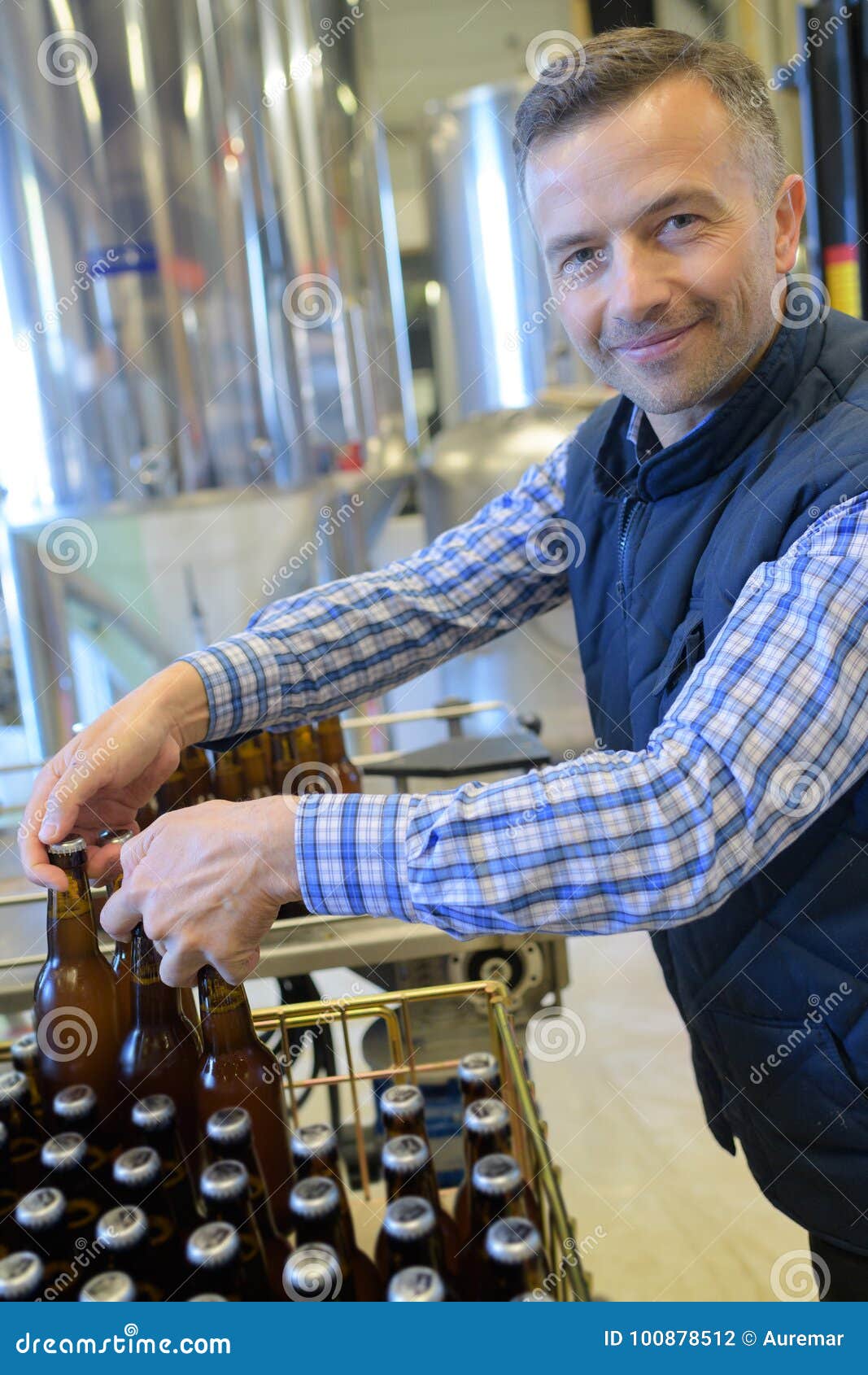Worker at Beer Bottling Factory Stock Photo - Image of factory ...