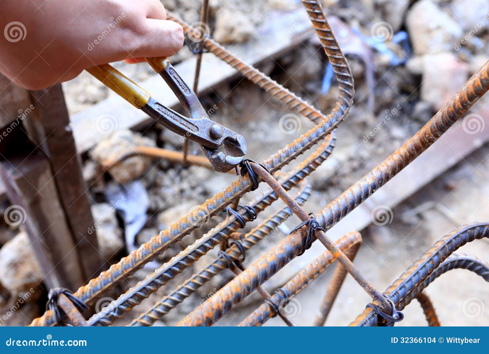 Worker Bending Steel for Construction Job Stock Photo - Image of shiny ...
