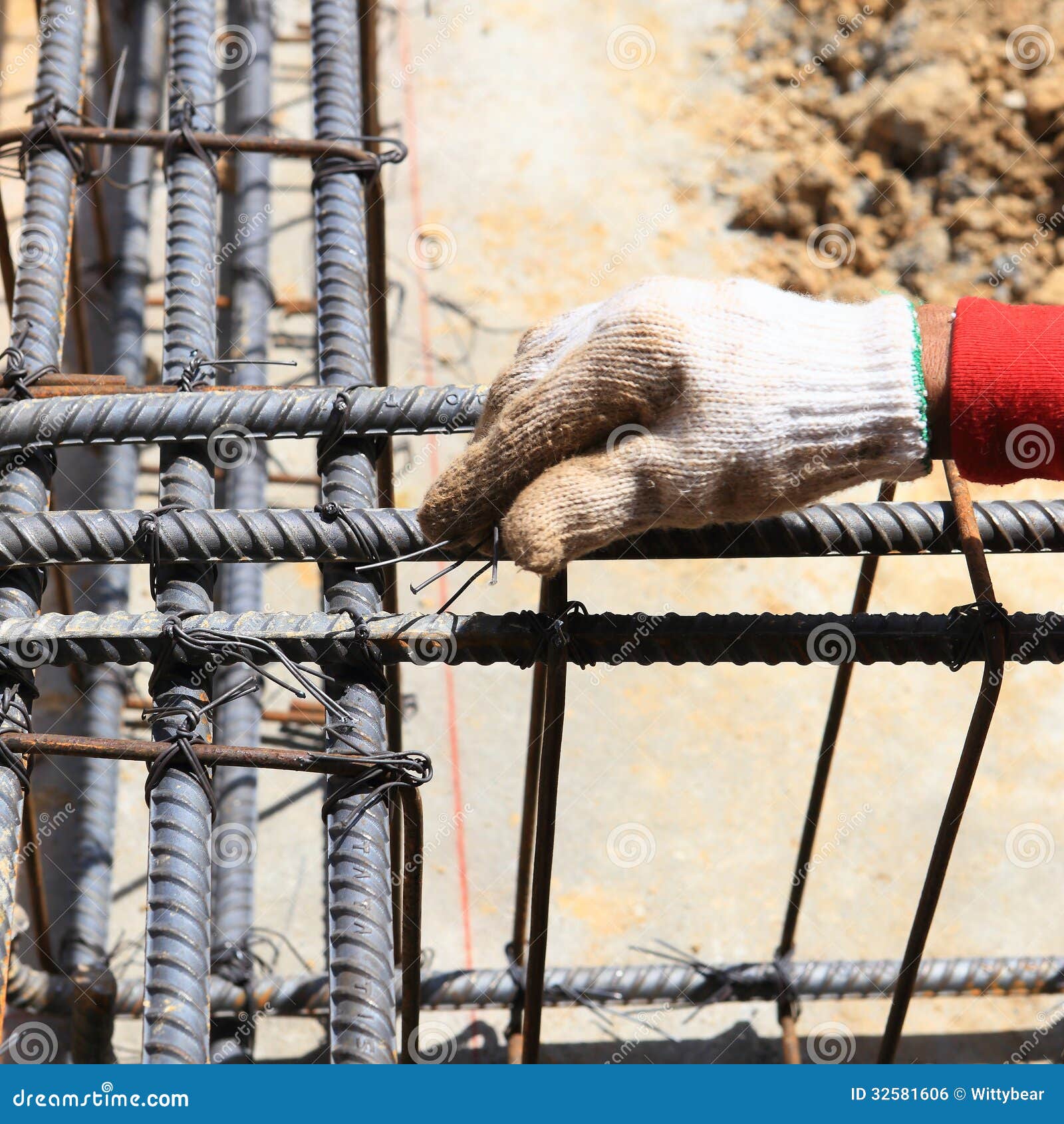 Worker Bending Steel for Construction Stock Photo - Image of glove ...
