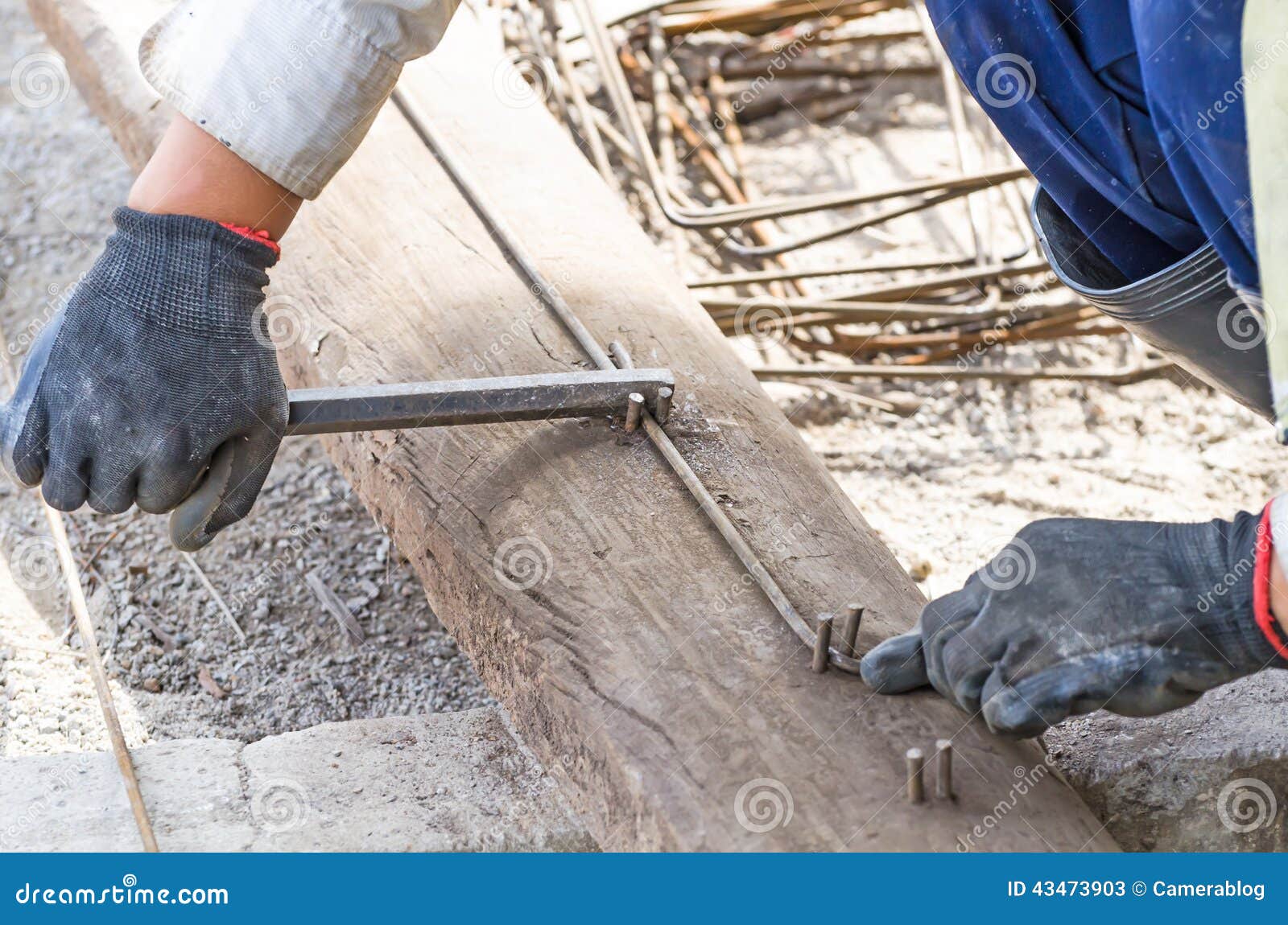Worker Bending Steel for Construction Job Stock Image - Image of steel ...