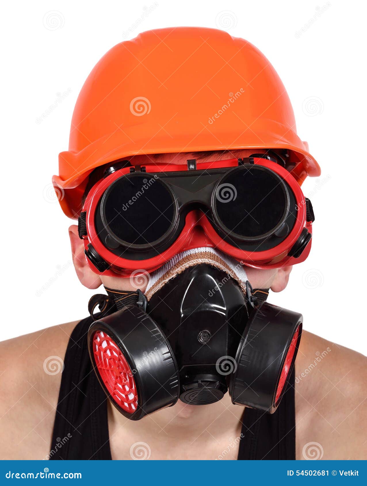 Worker in bio-hazard mask stock image. Image of construction - 54502681