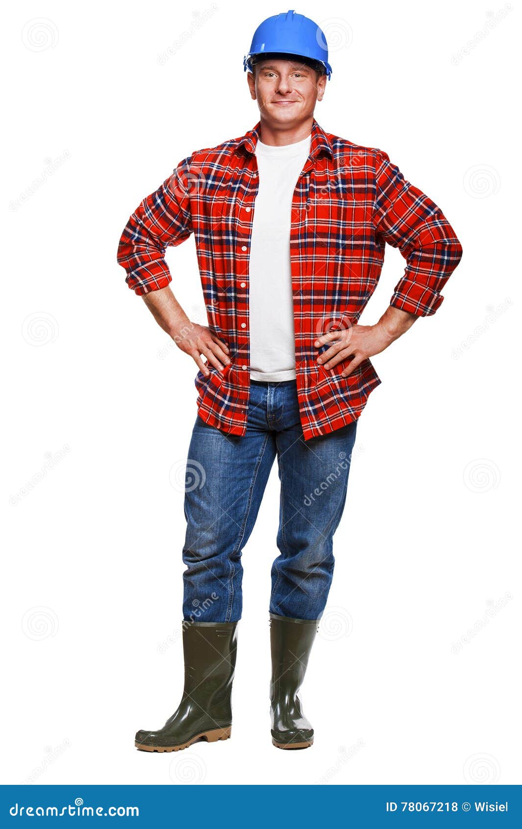 Worker in blue helmet. stock photo. Image of engineer - 78067218