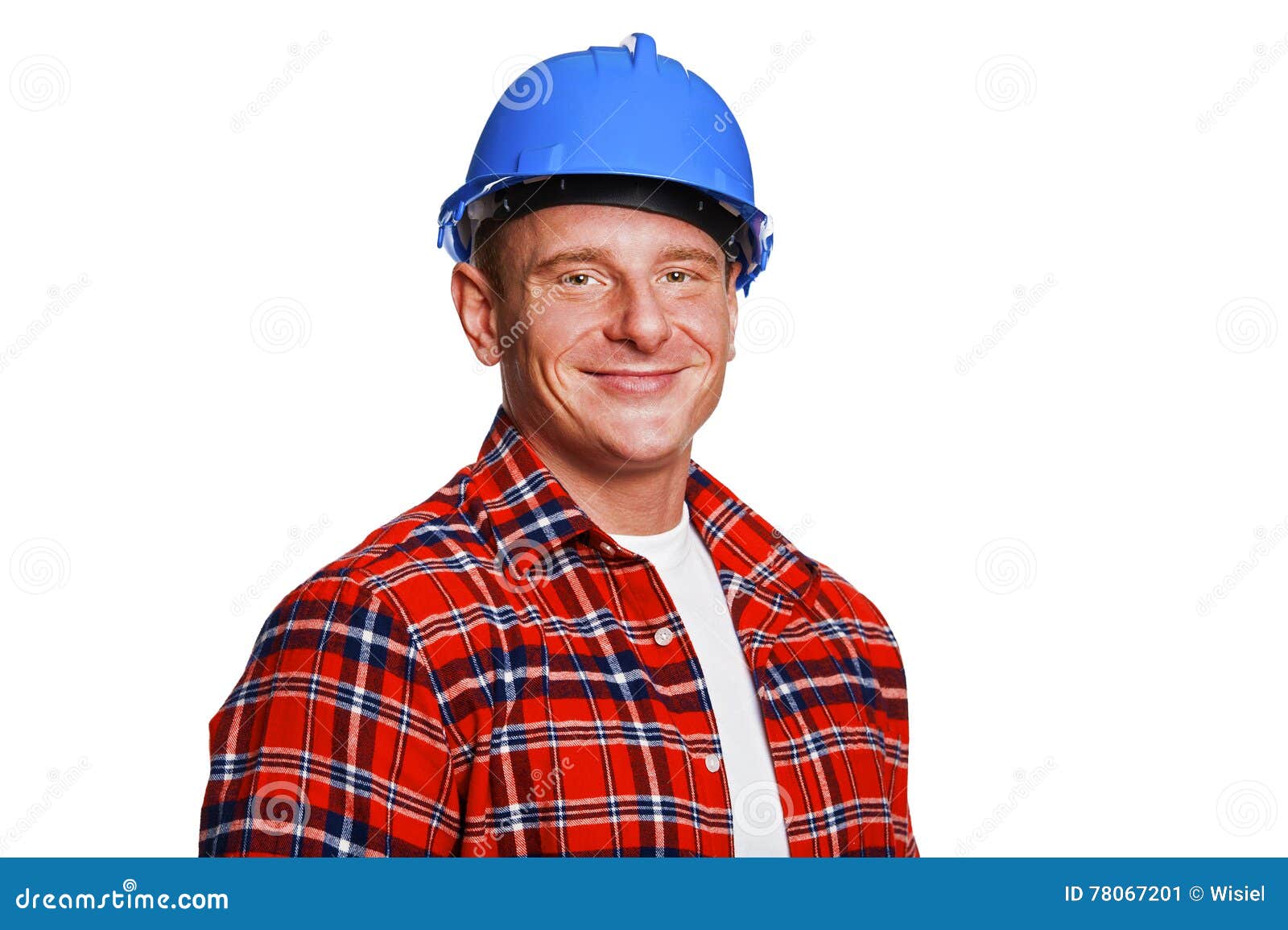 Worker in blue helmet. stock image. Image of safety, industry - 78067201
