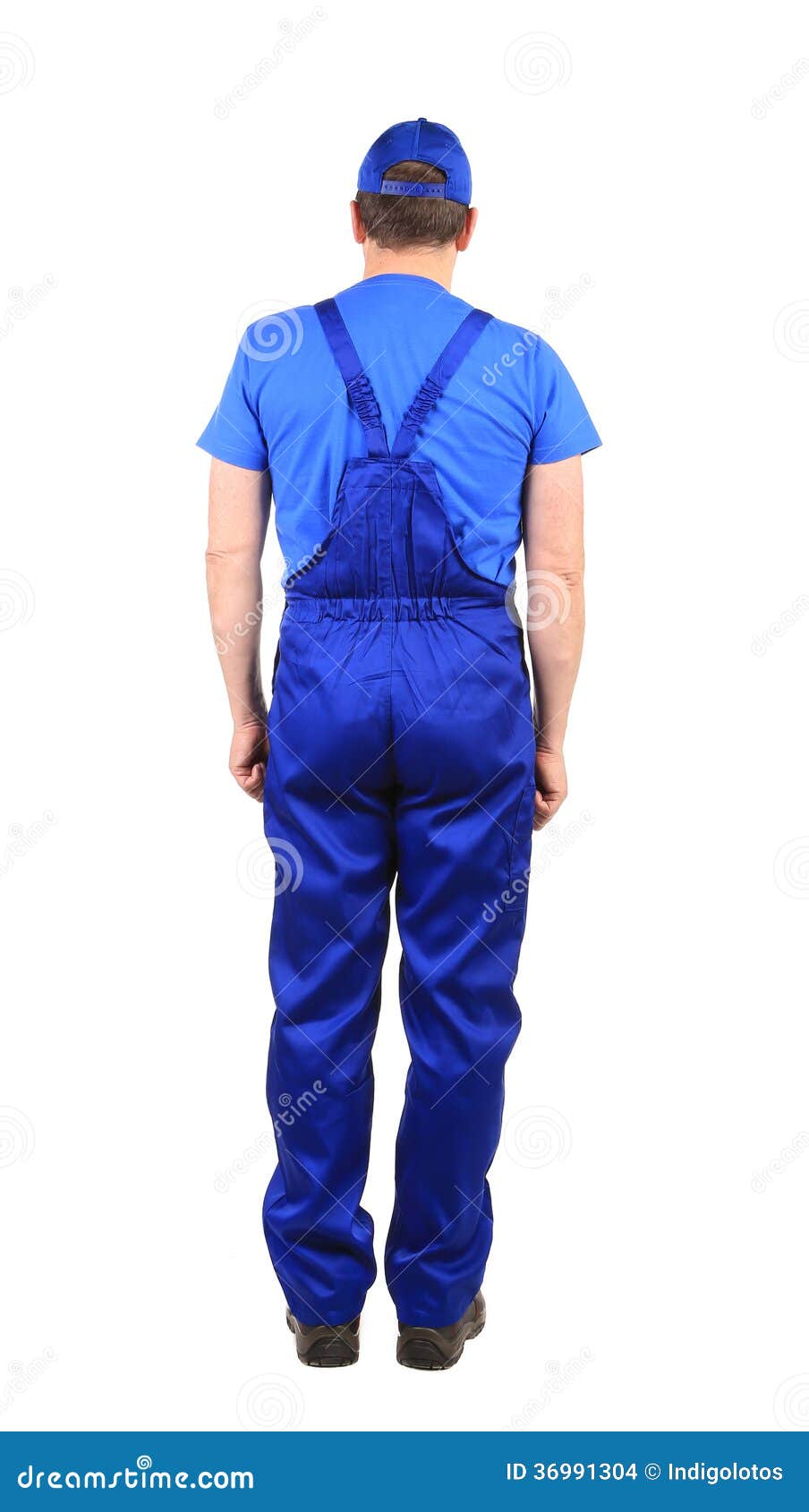 Worker in blue overalls. stock photo. Image of construction - 36991304