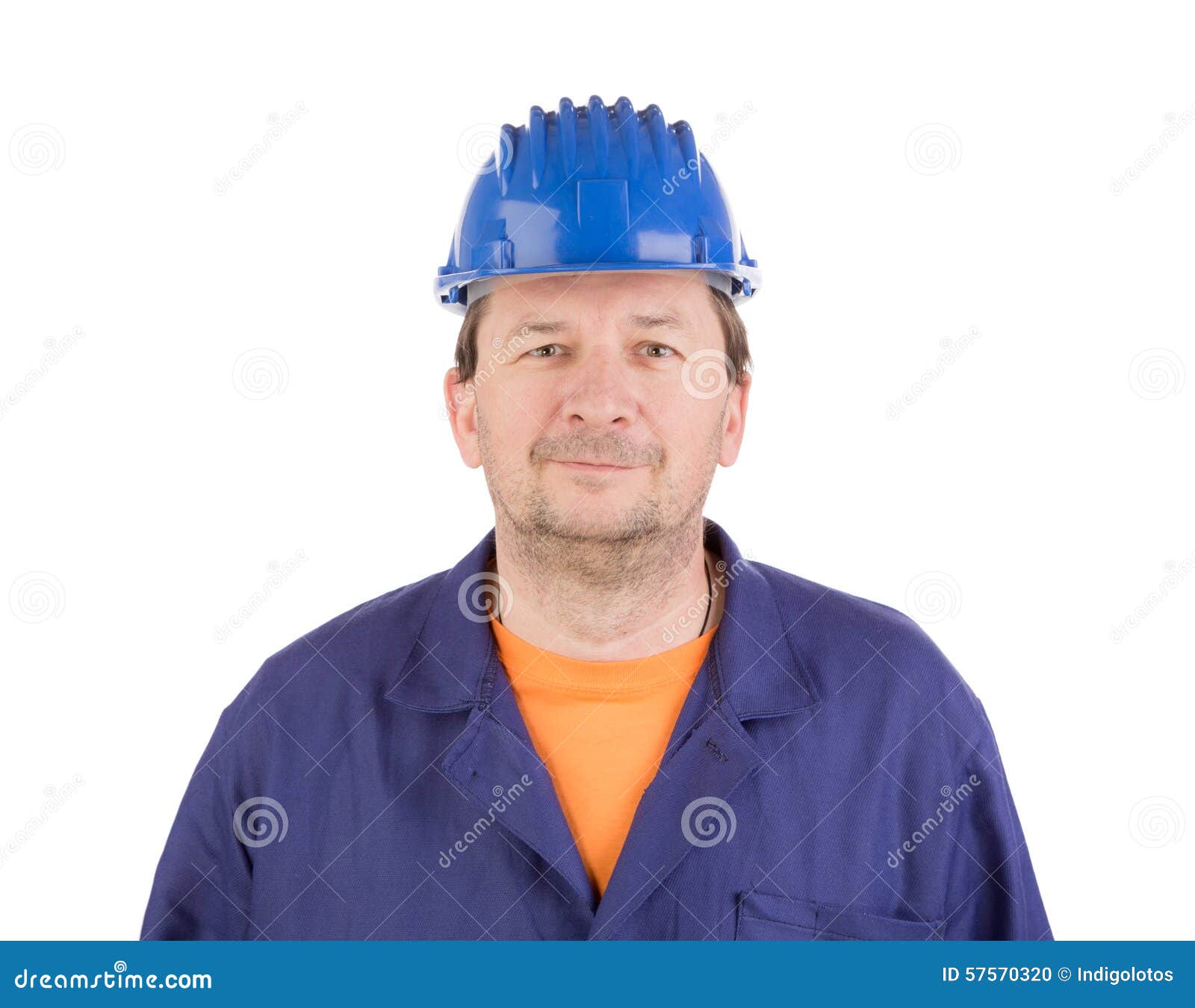 Worker in Blue Protective Helmet. Stock Photo - Image of mechanic ...