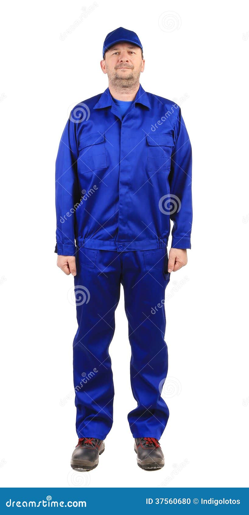 Worker in blue workwear. stock photo. Image of suit, rain - 37560680