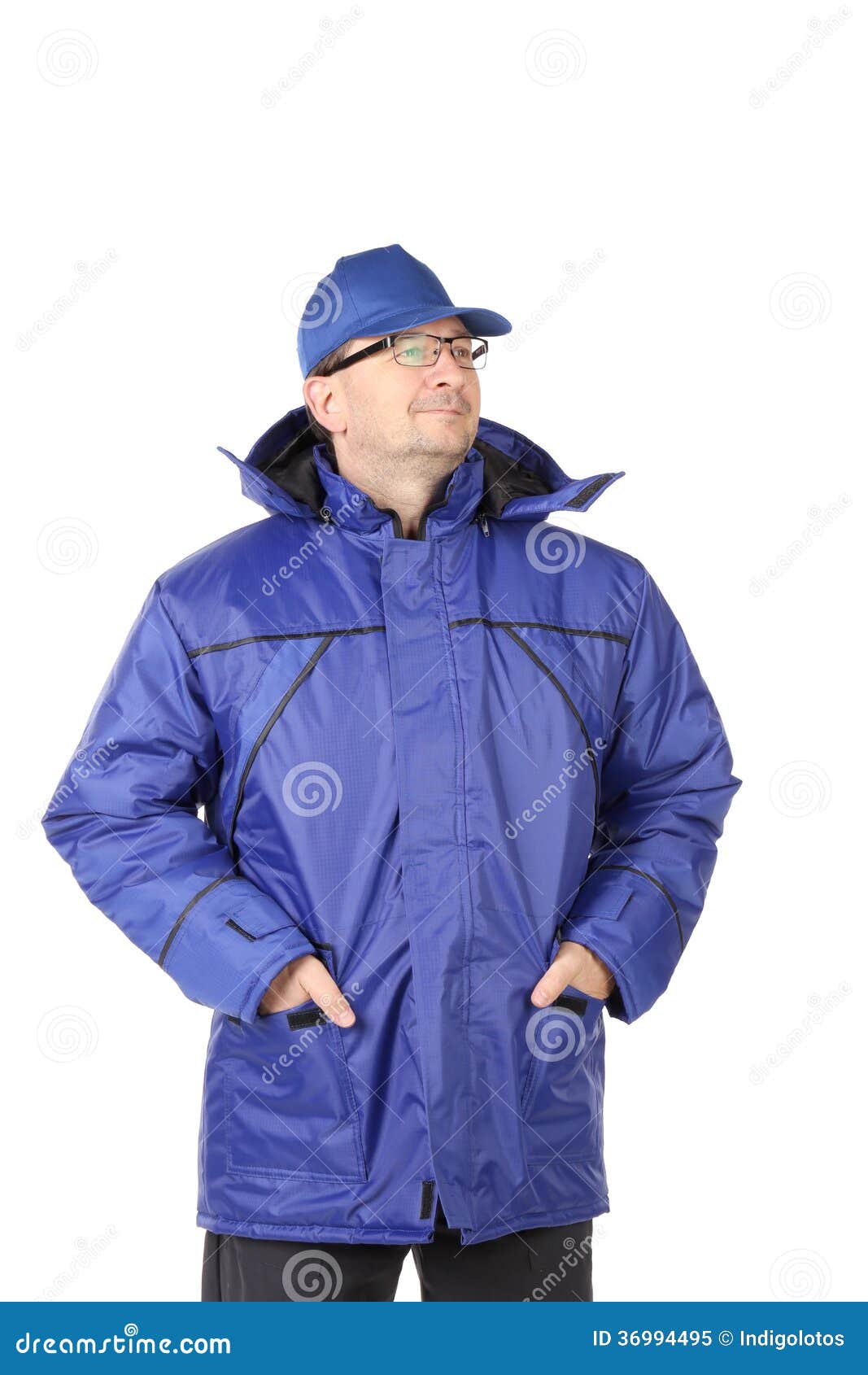 Worker in blue workwear. stock image. Image of blue, view - 36994495