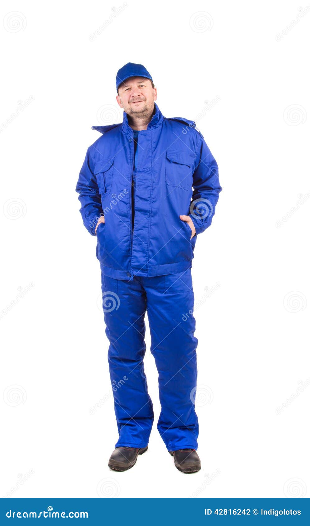 Worker in blue workwear. stock photo. Image of worker - 42816242