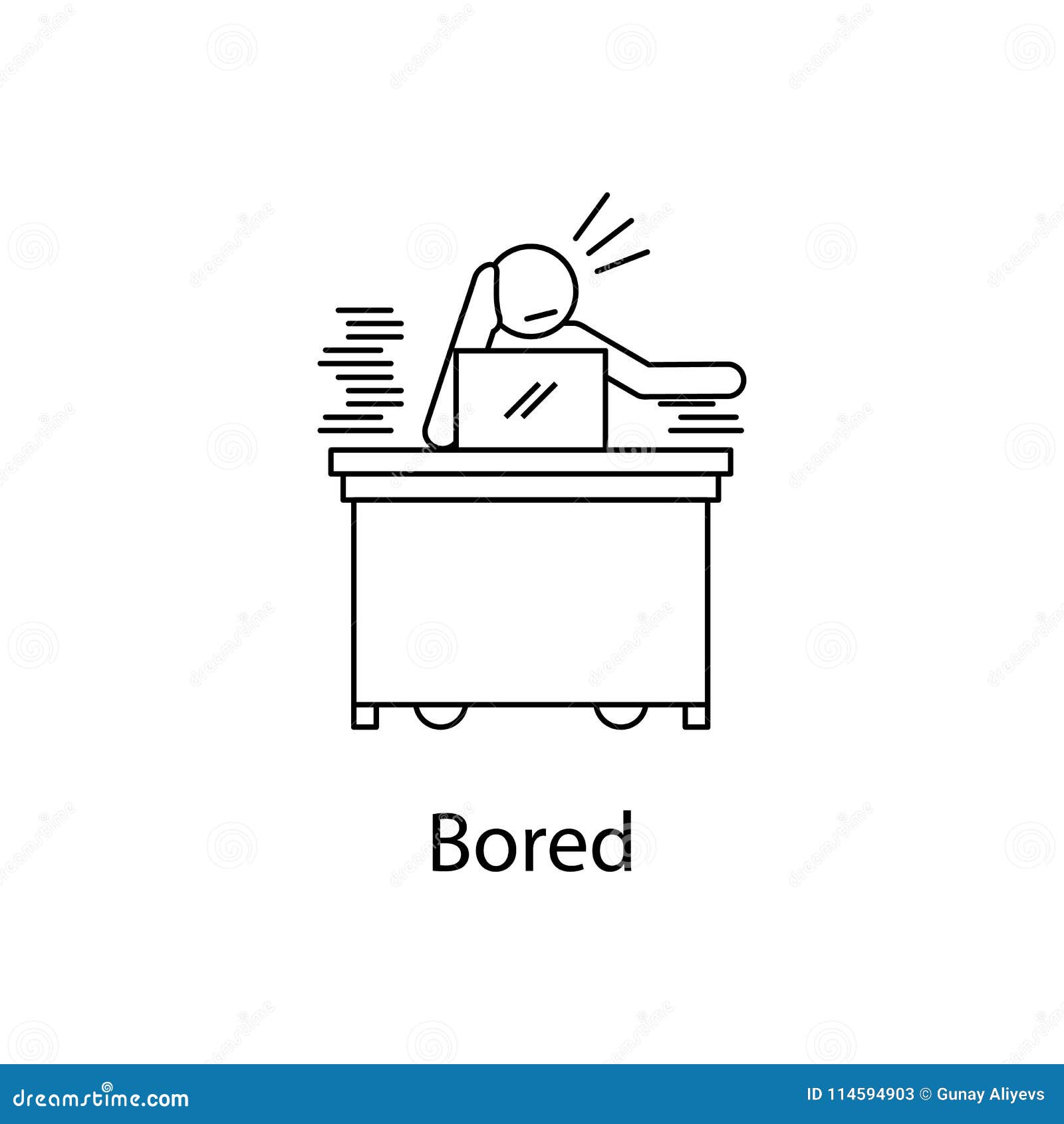 Worker is Bored Icon. Element People at the Workplace for Mobile ...