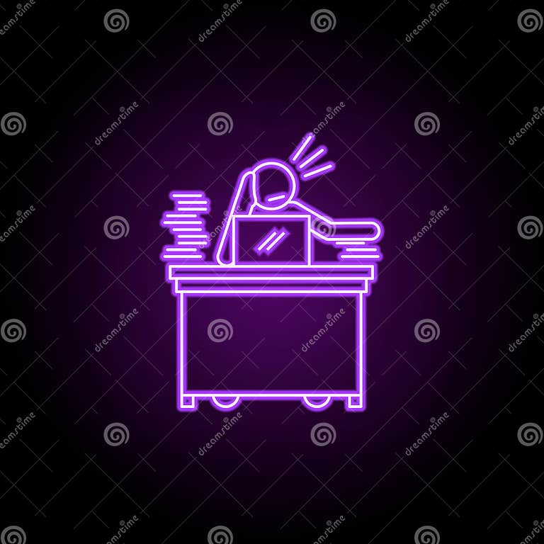 Worker is Bored Neon Icon. Elements of People in the Work Set Stock ...