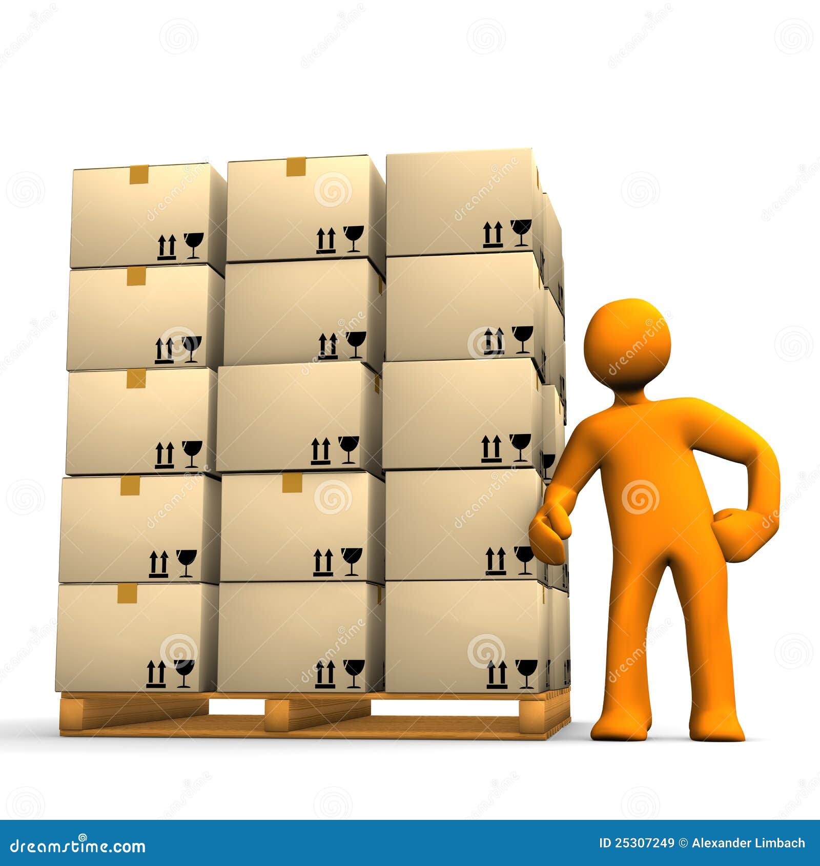 Worker with Boxes on Pallets Stock Illustration - Illustration of ...