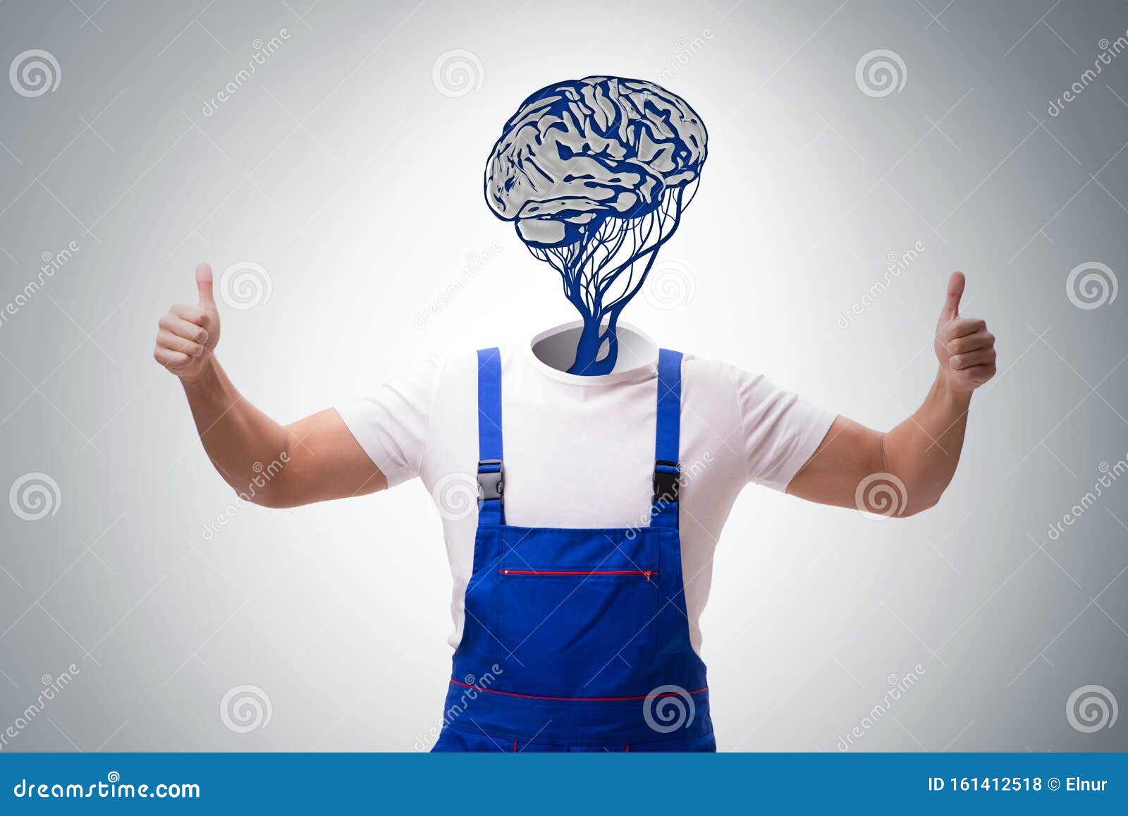 Worker with Brain in Robotics and Automation Concept Stock Photo ...