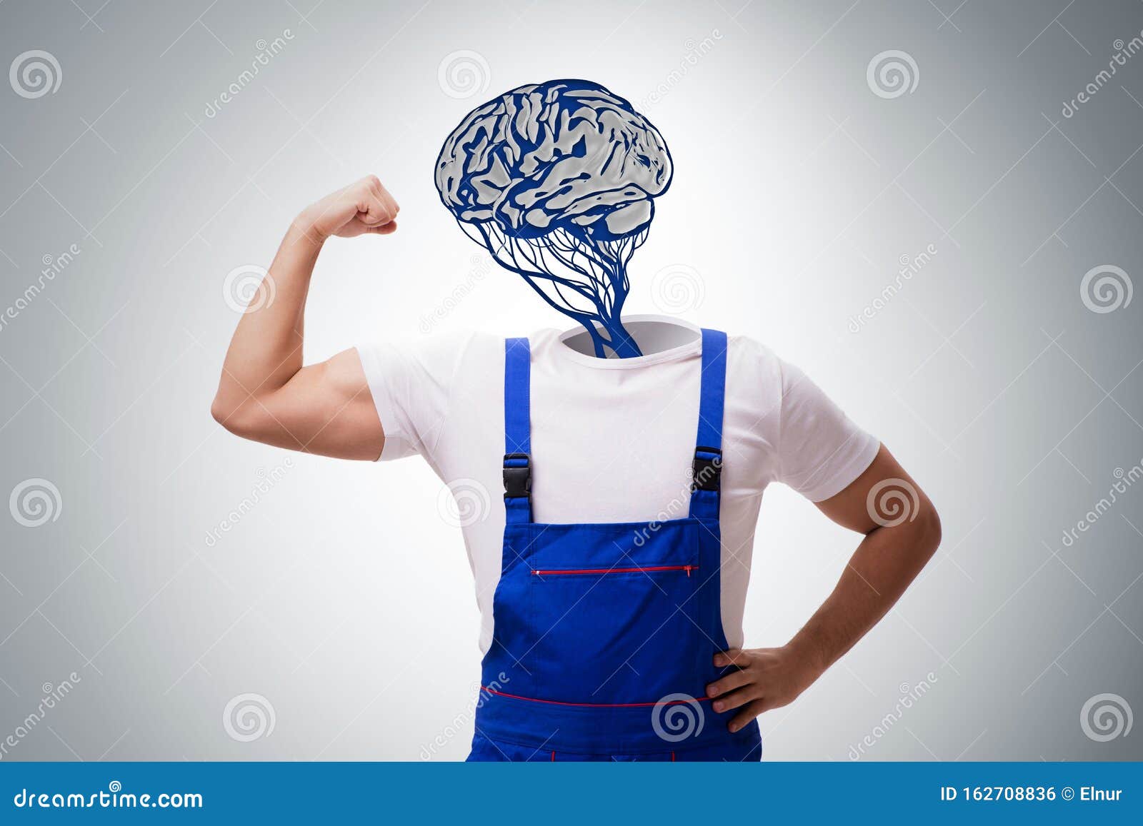 Worker with Brain in Robotics and Automation Concept Stock Photo ...