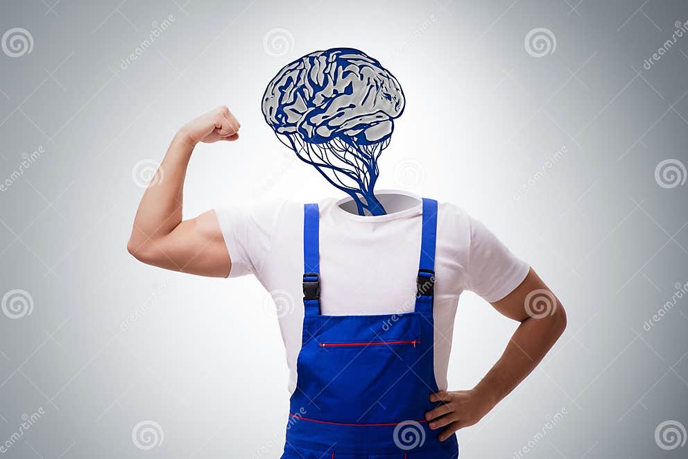 Worker with Brain in Robotics and Automation Concept Stock Photo ...