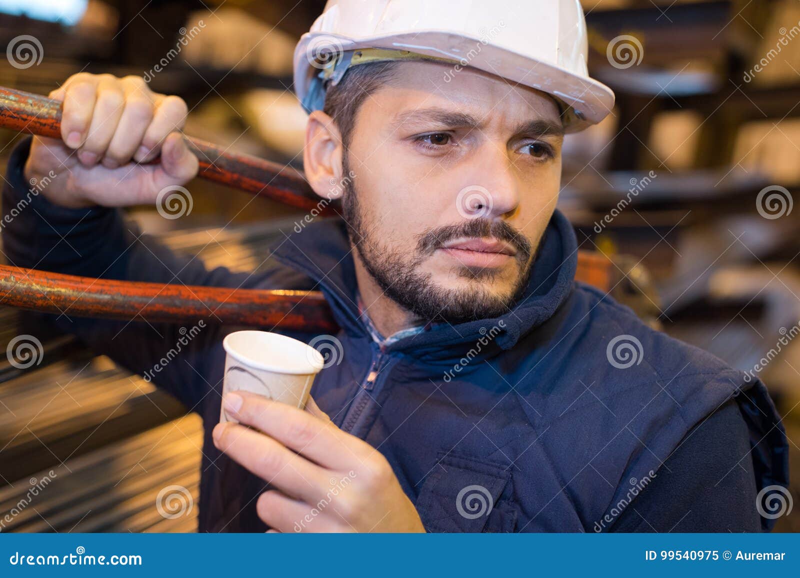 Worker on Break Drink Coffee and Have Rest Stock Image - Image of ...