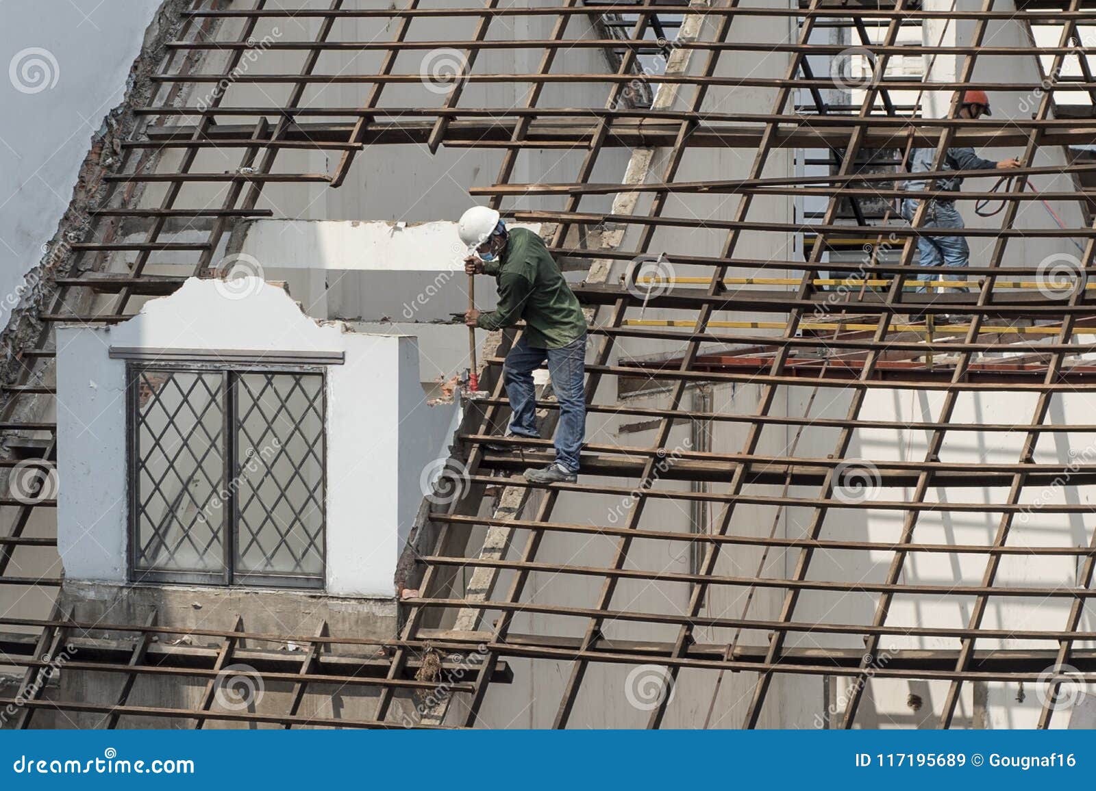 Worker Breaking a House Down with His Hammer in Vietnam Editorial Stock ...