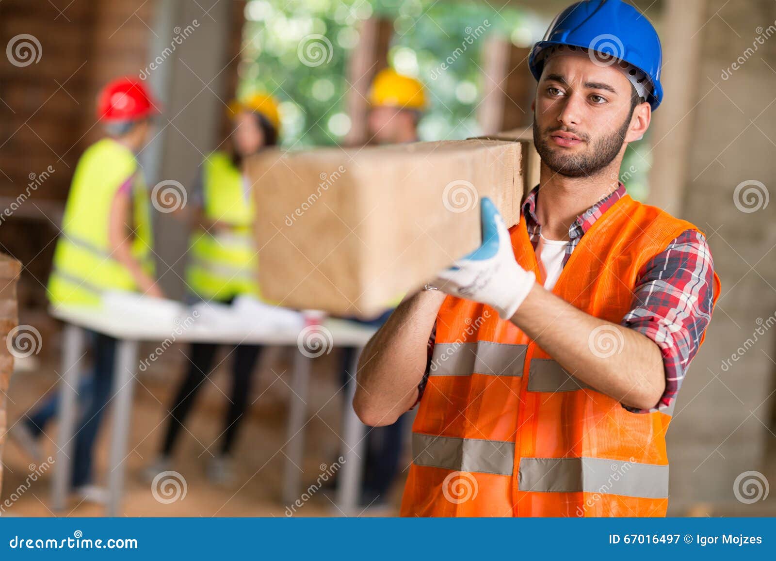 Worker Bring Construction Beam Stock Image - Image of profession ...